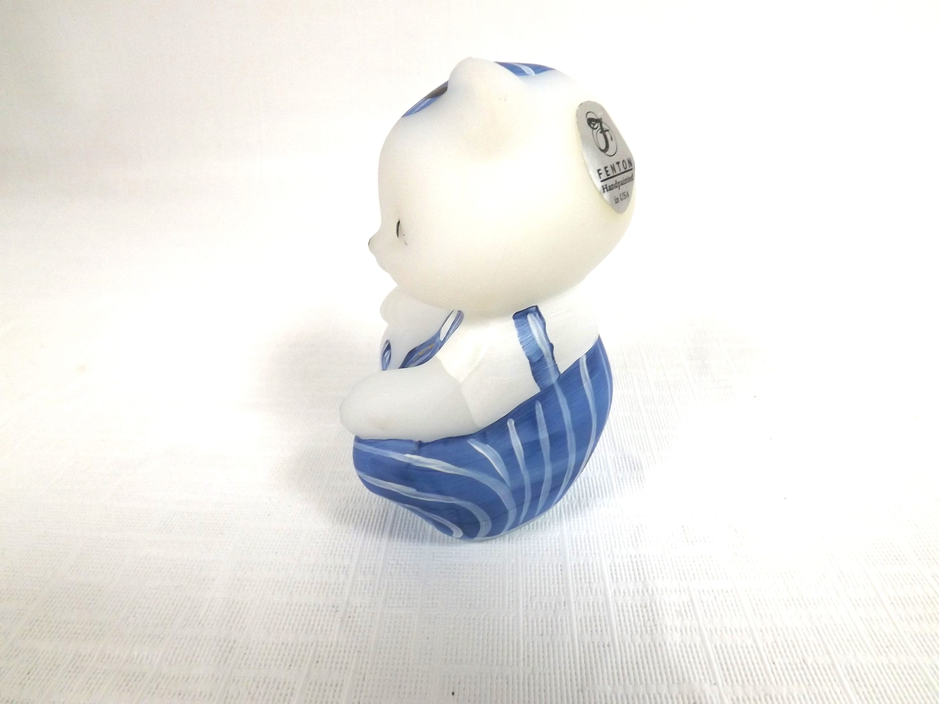 Fenton Glass Hand Painted Conductor Bear Made Exclusively for Collector ...