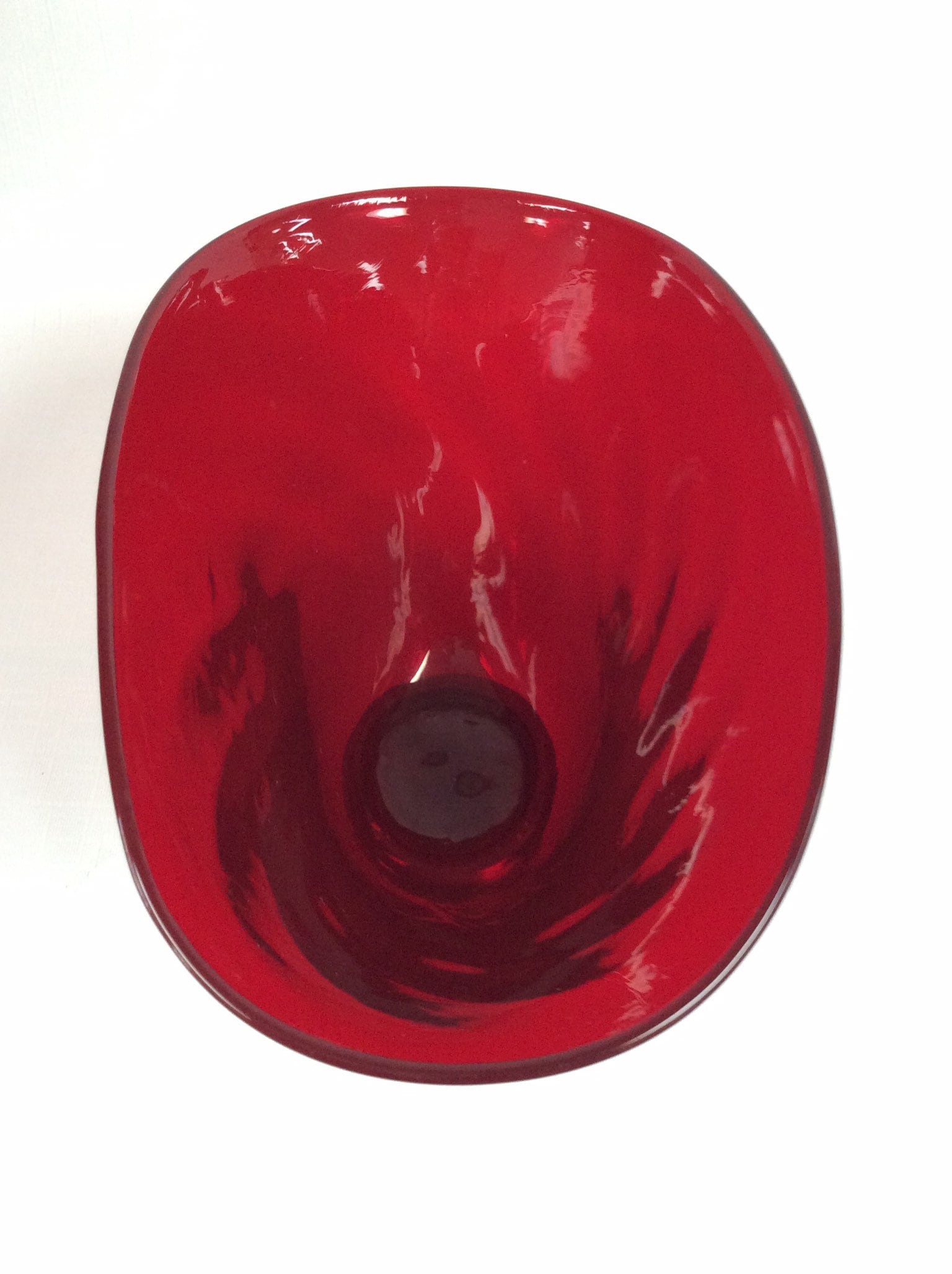 Blenko Glass 3752 vintage fan vase or oval bowl, ruby red, hand blown ...