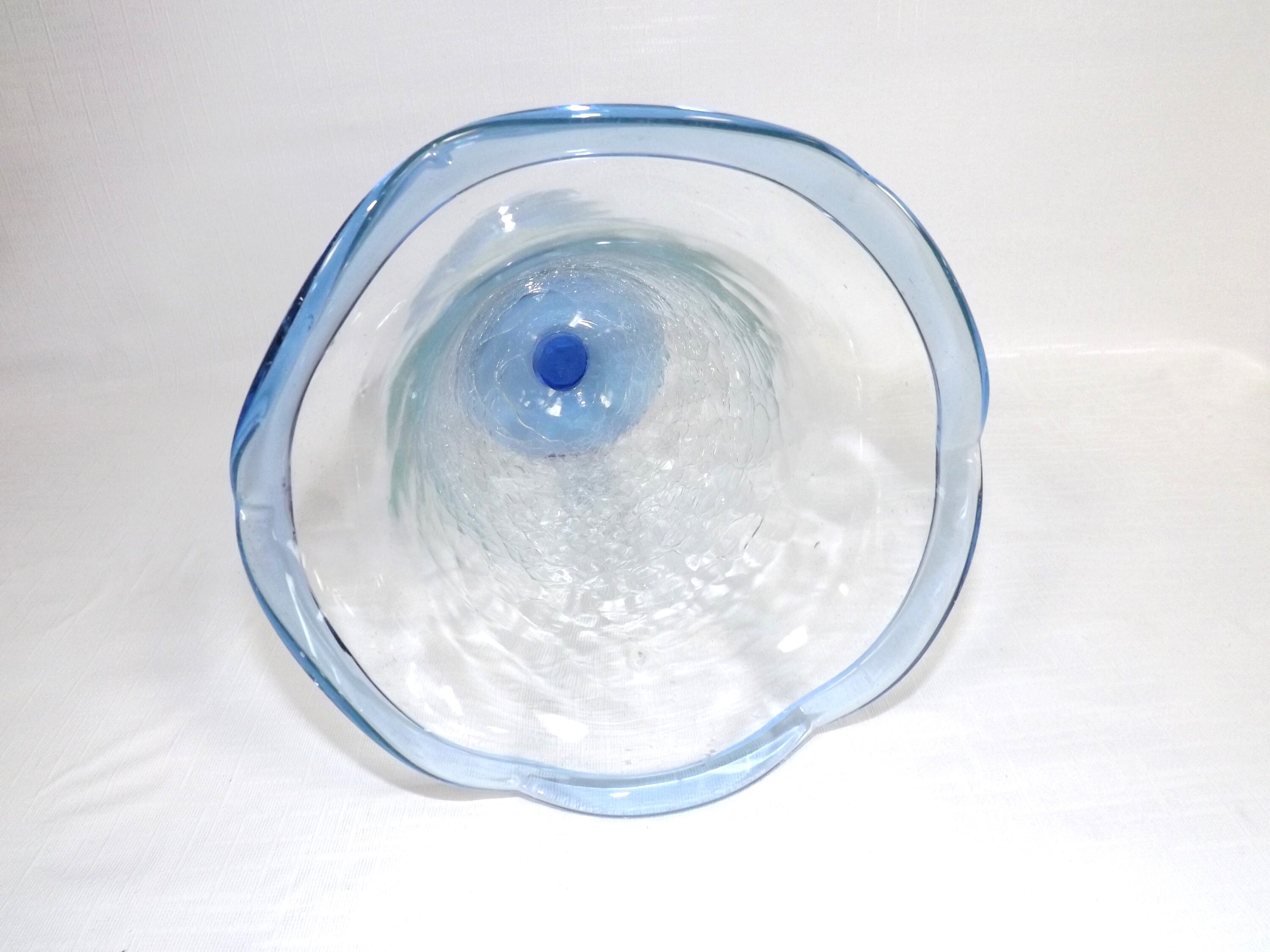 Blenko Glass C485 Sky Blue and Crystal Crackle Vase 1946-1947 Pre-designer