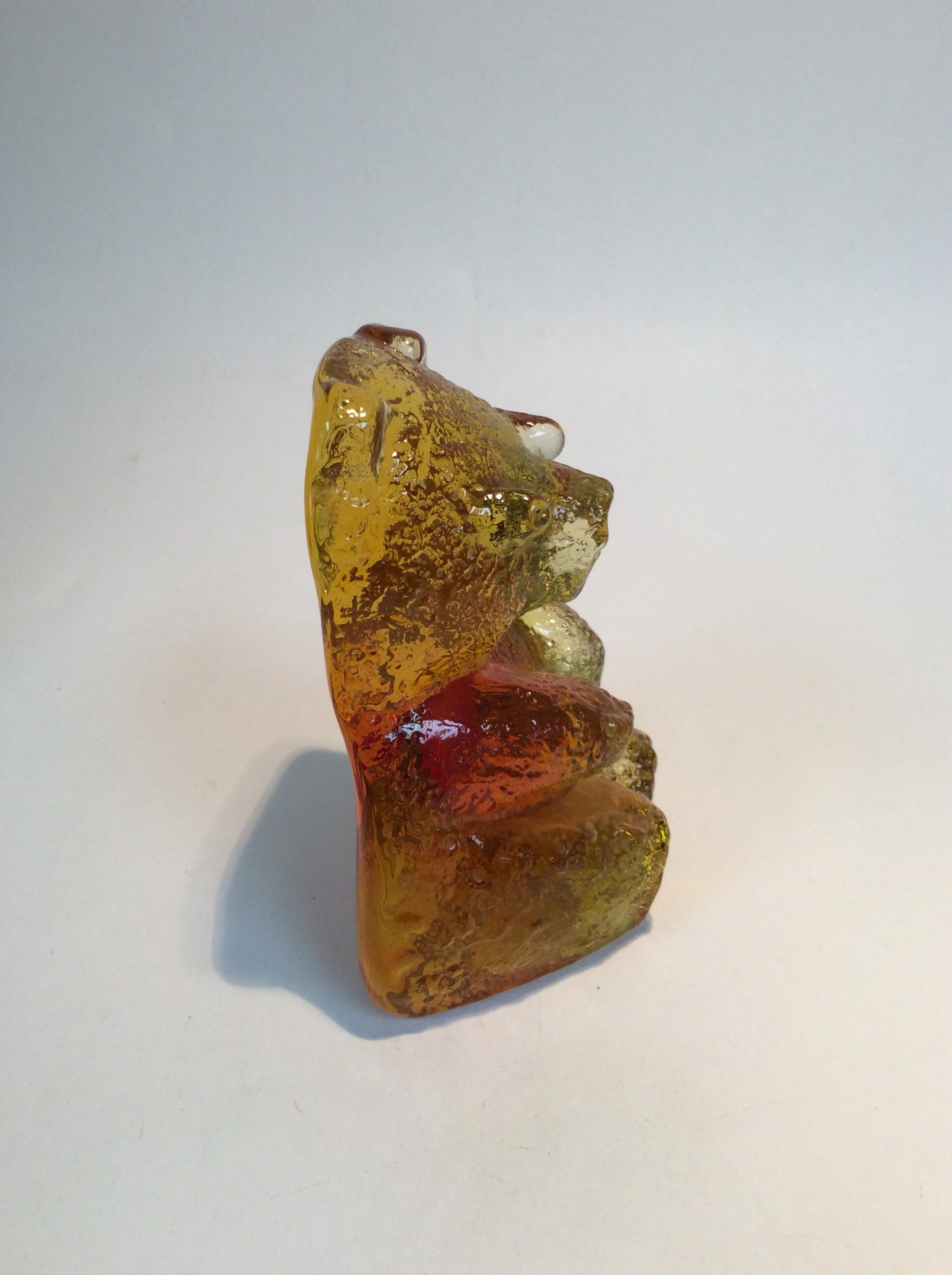 Blenko Glass amber bear paperweight