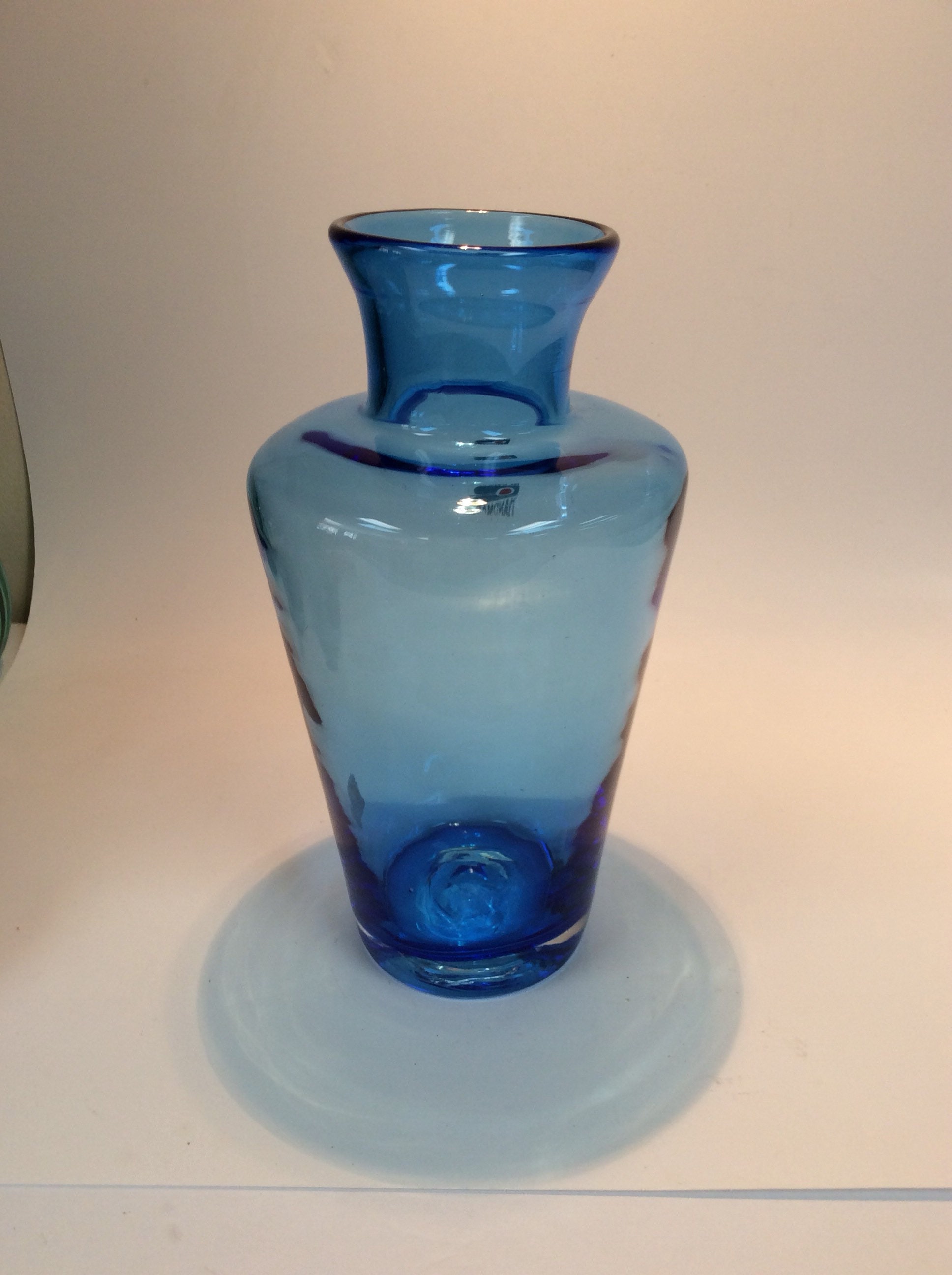 Blenko Glass 912L vase in azure blue