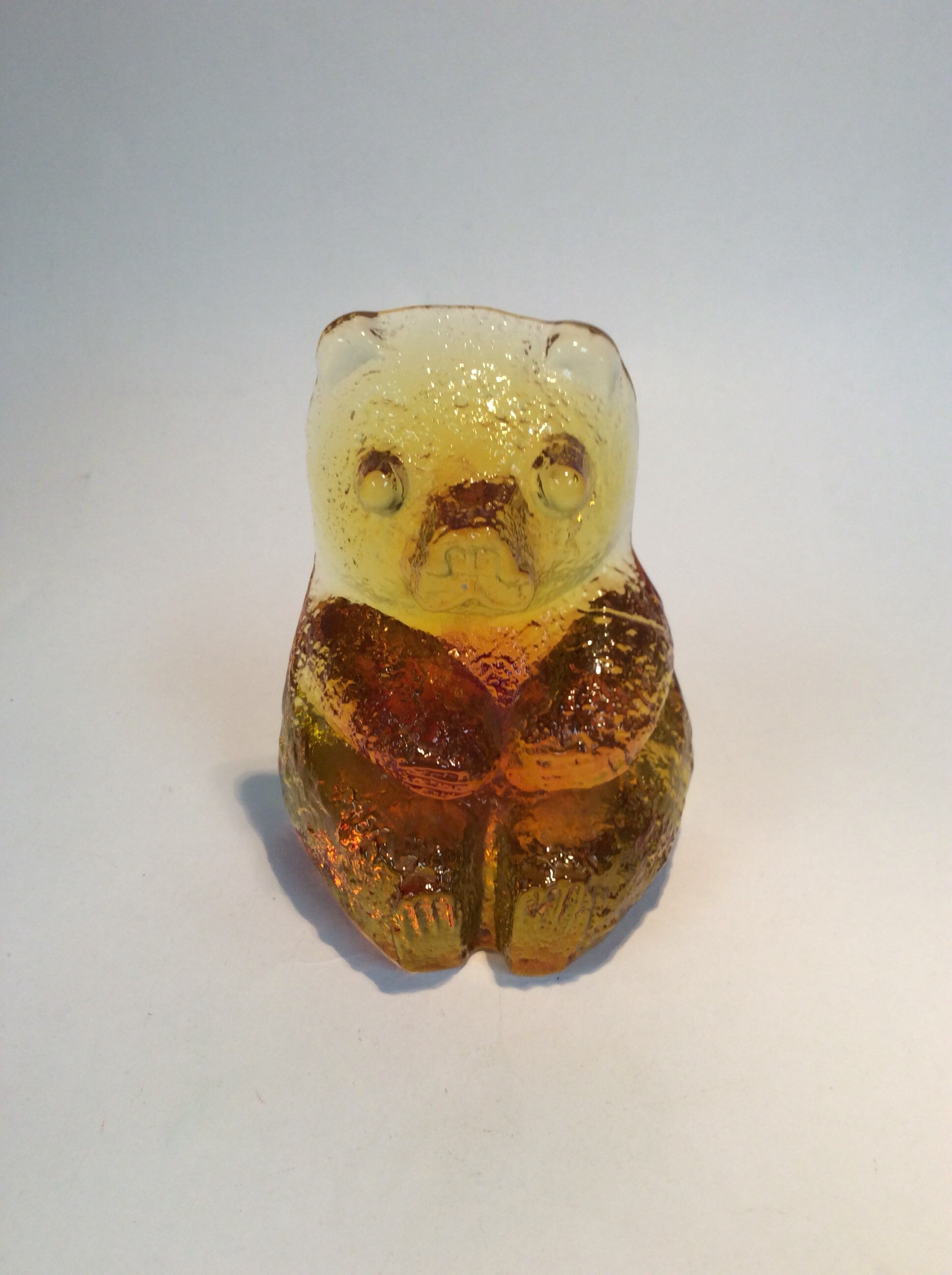 Blenko Glass amber bear paperweight