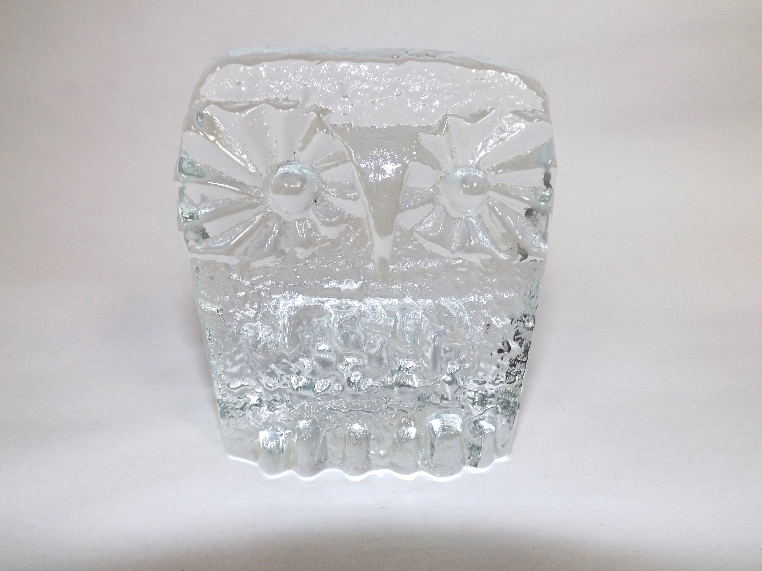 Blenko Glass DAS Crystal Baby Owl Paperweight Don Shepherd Design