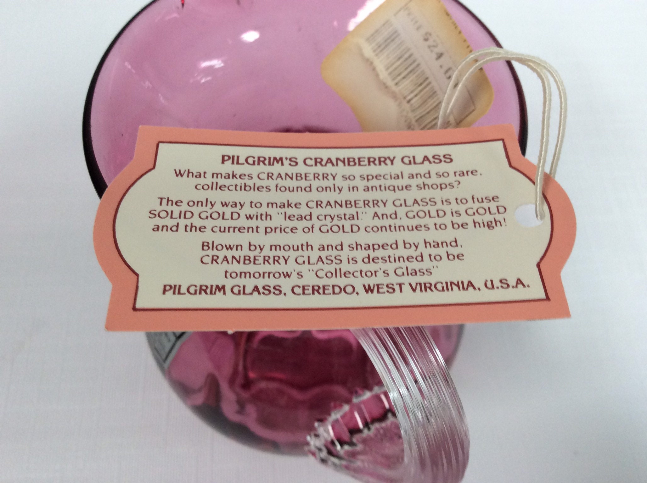 Pilgrim Glass Mini Vase In Cranberry With Crystal Reeded Handle