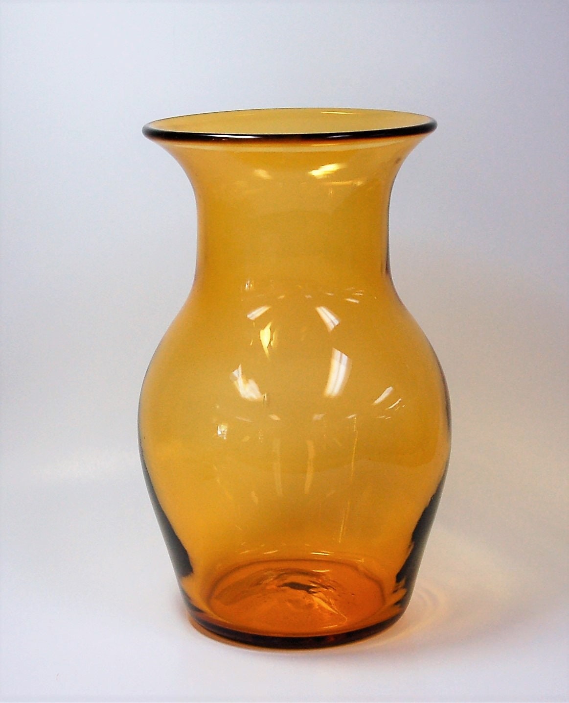 Blenko Glass 7314 vase in wheat amber. Nickerson design.