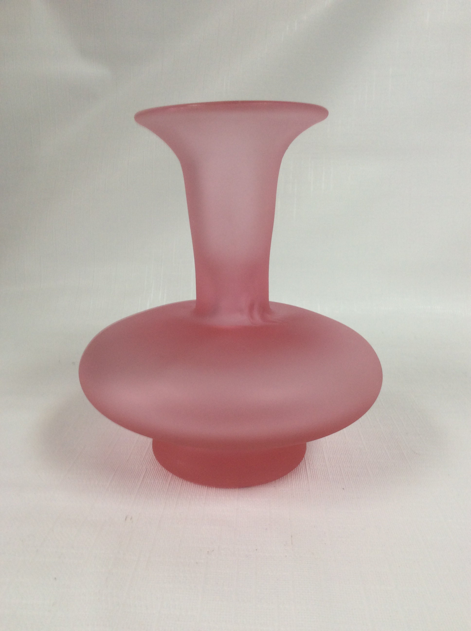 Blenko Glass 705 vase in frosted pink ice.