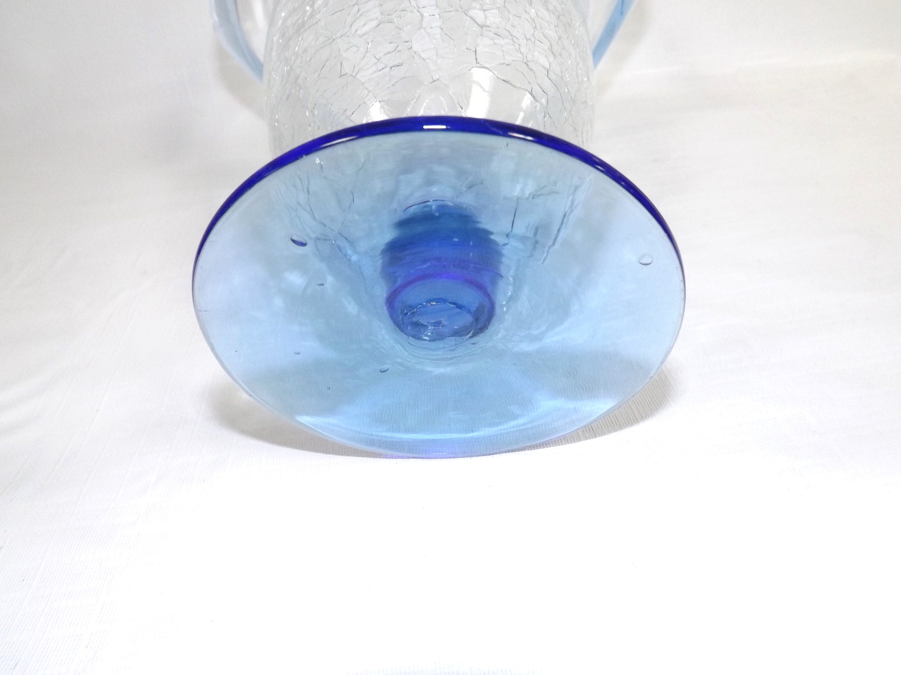 Blenko Glass C485 Sky Blue and Crystal Crackle Vase 1946-1947 Pre-designer