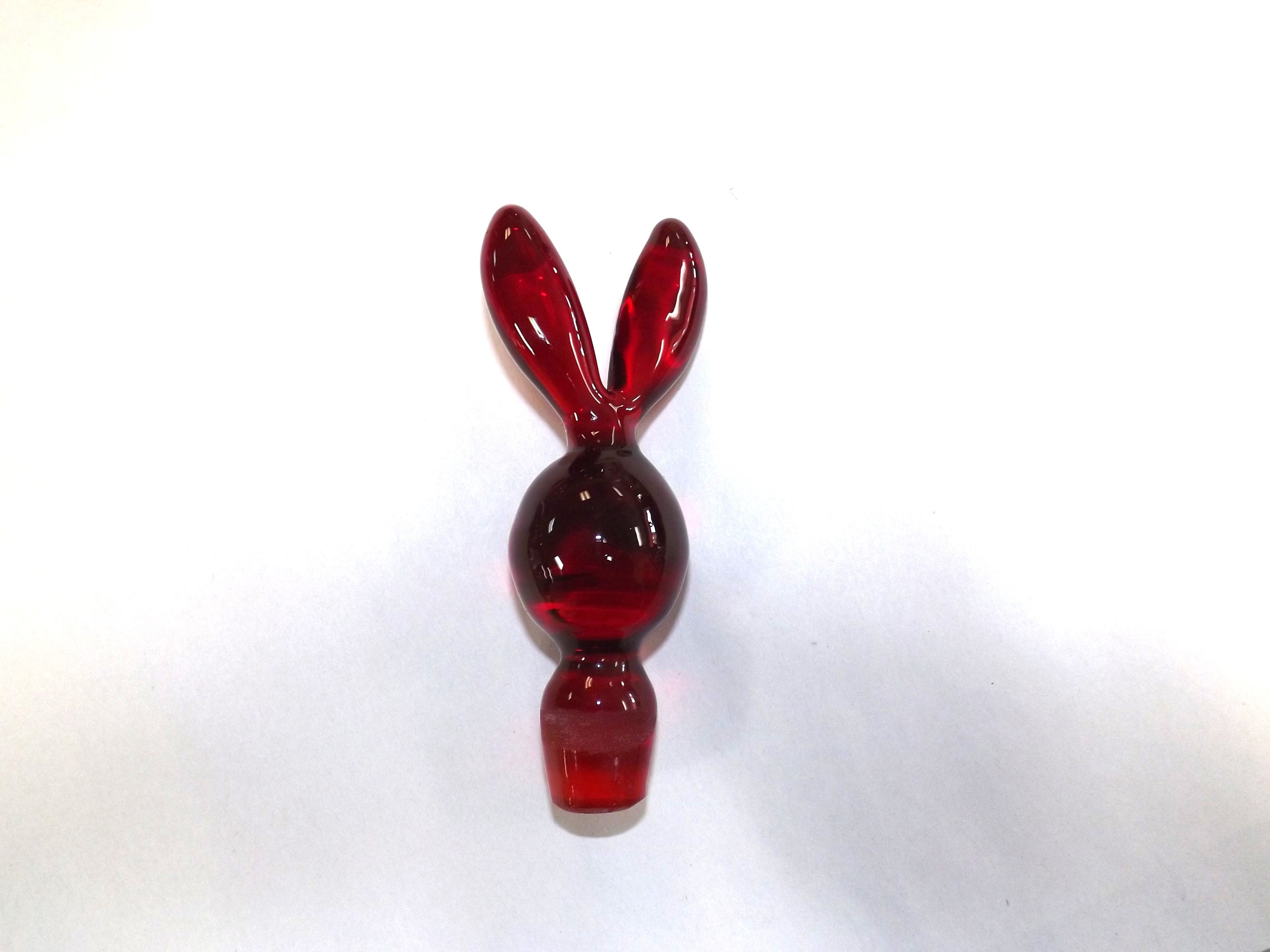 Blenko Glass Dark Tangerine Bunny Rabbit Stopper for a #7050 Decanter ...