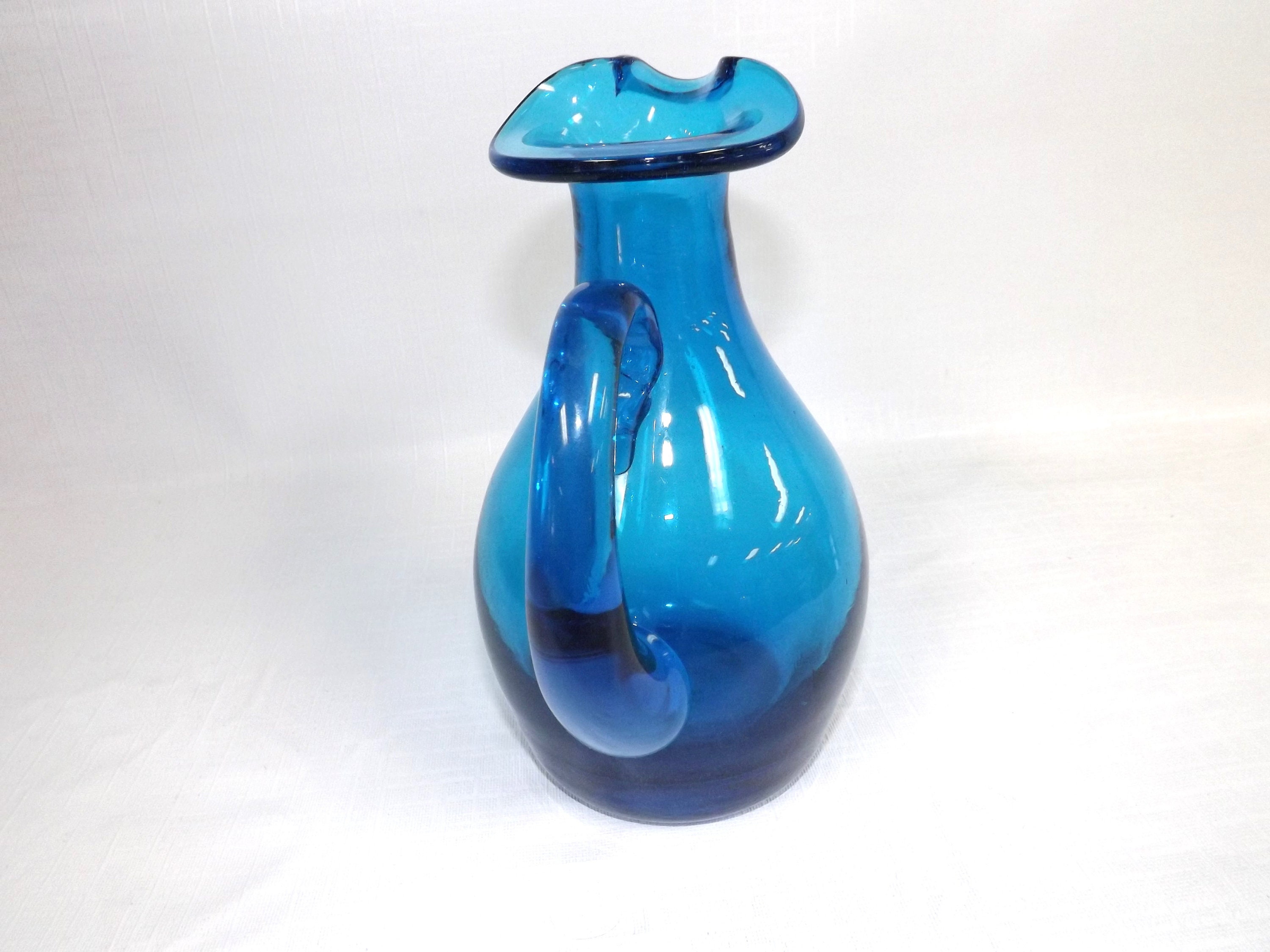 Blenko Glass Turquoise Blue #7523 Pitcher John Nickerson