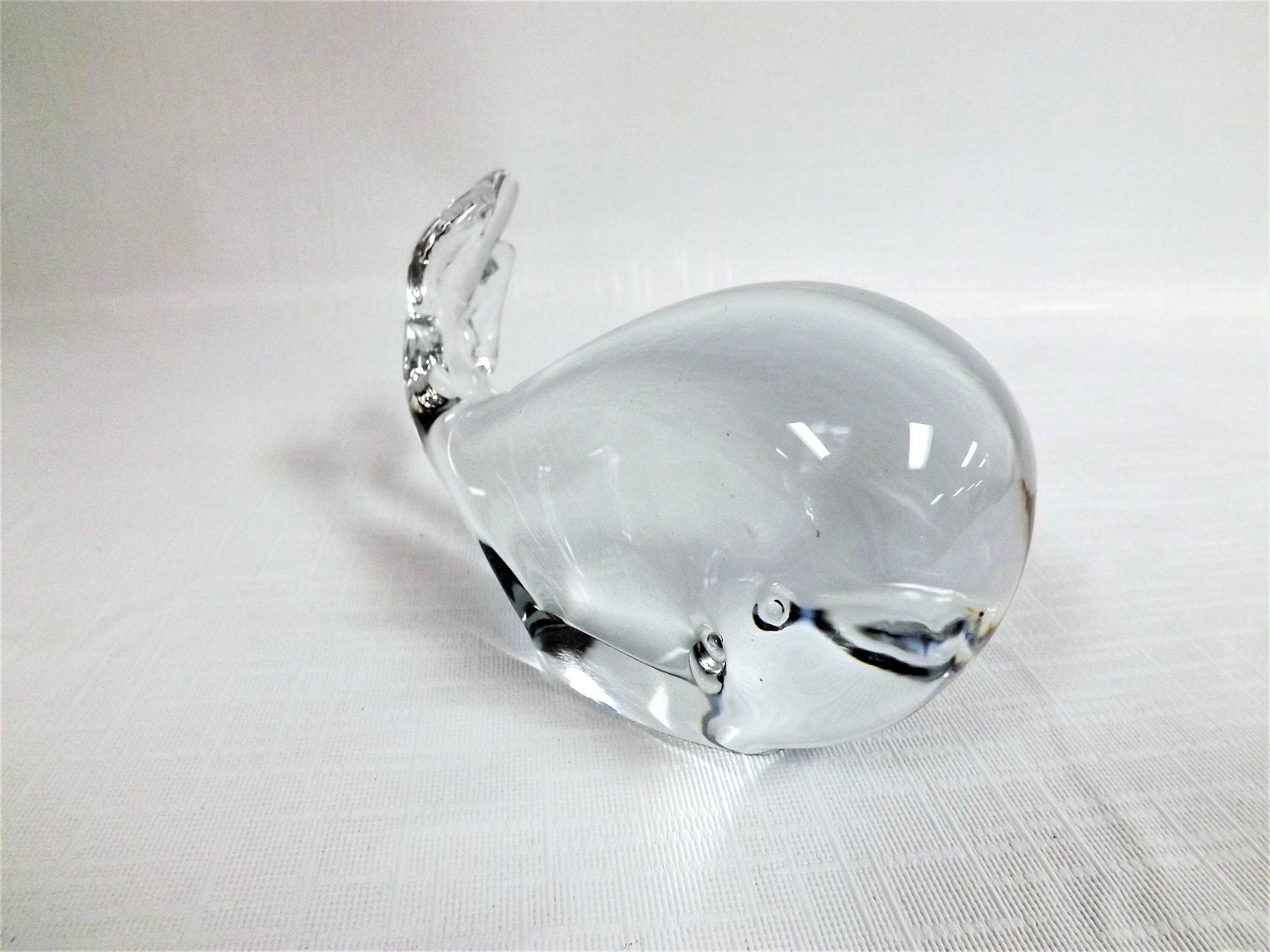 Blenko Glass Crystal #76W Whale Paperweight