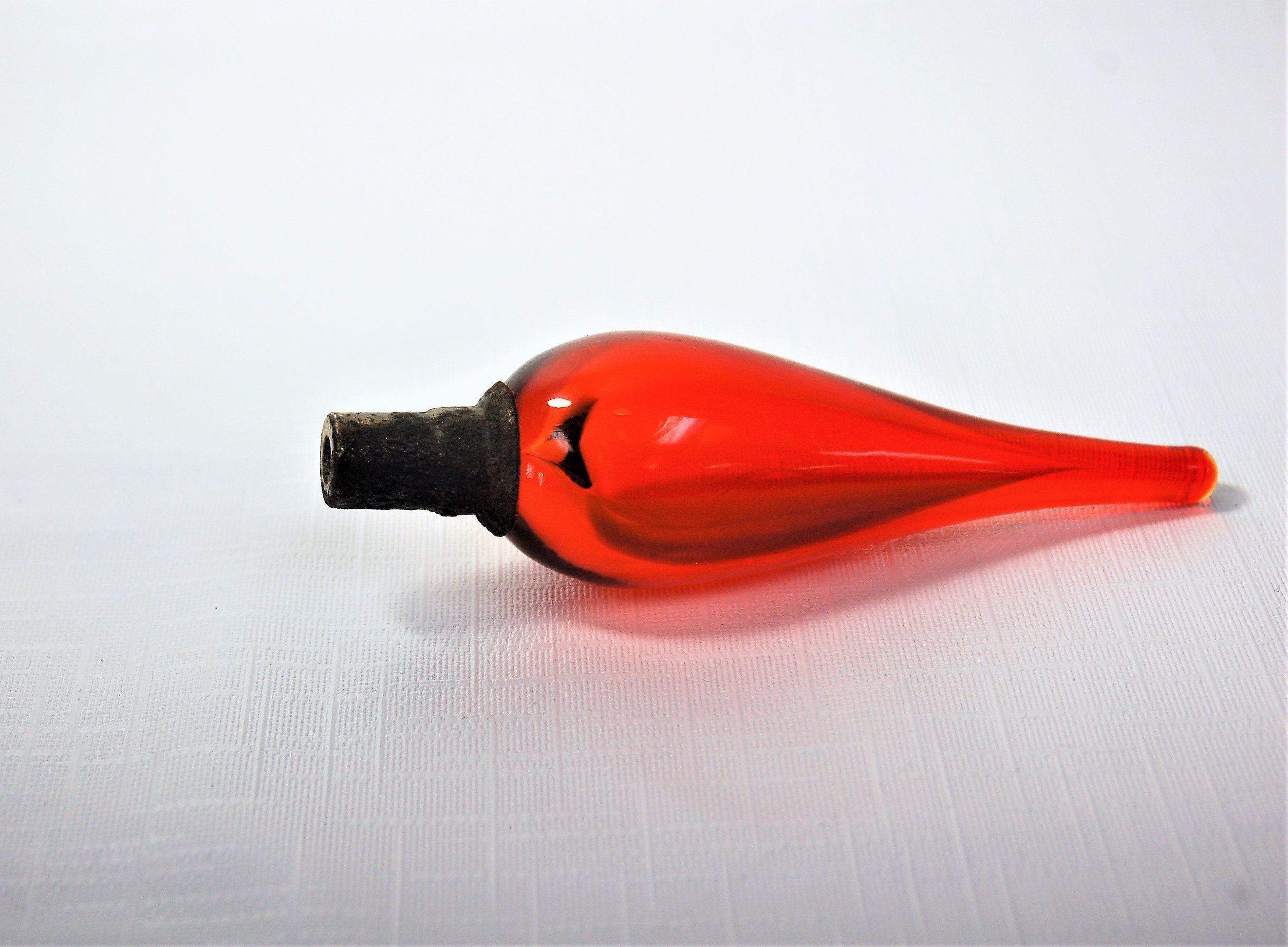 Blenko Glass Vintage Tangerine Lamp Finial Teardrop