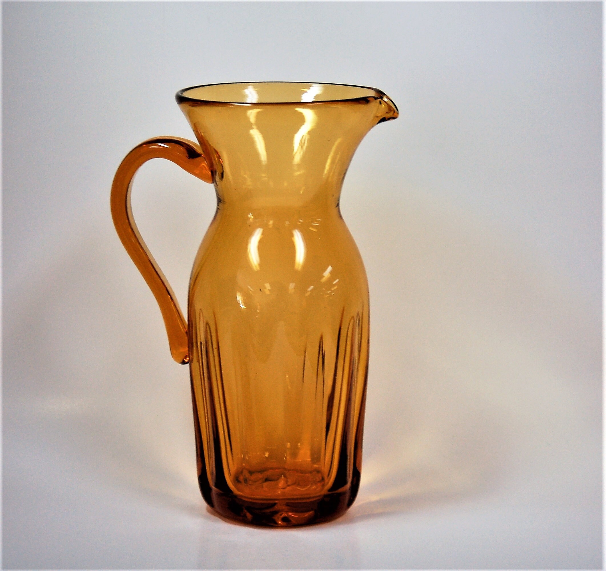 Rainbow Glass Company hand blown amber pitcher
