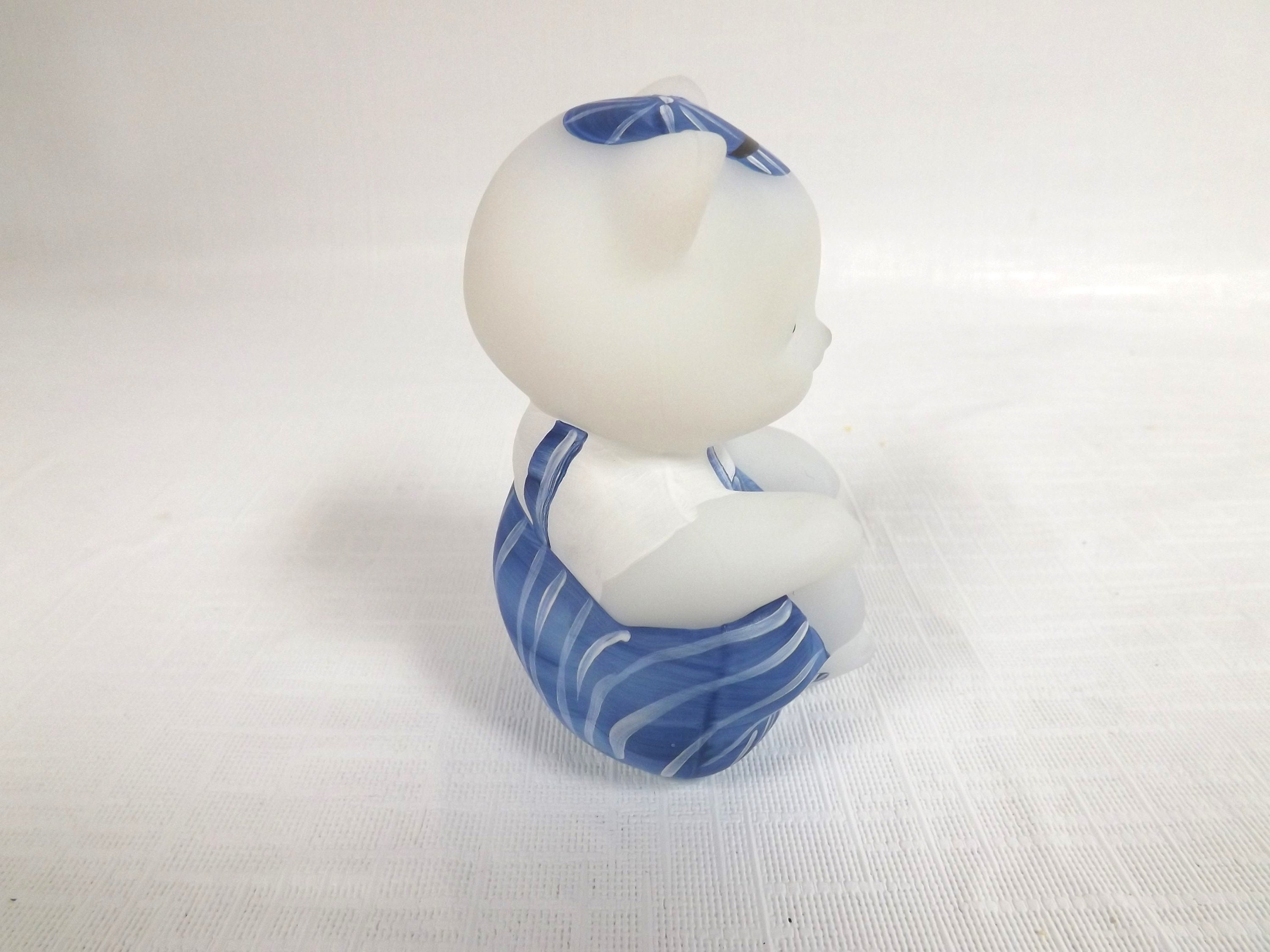 Fenton Glass Hand Painted Conductor Bear Made Exclusively for Collector ...