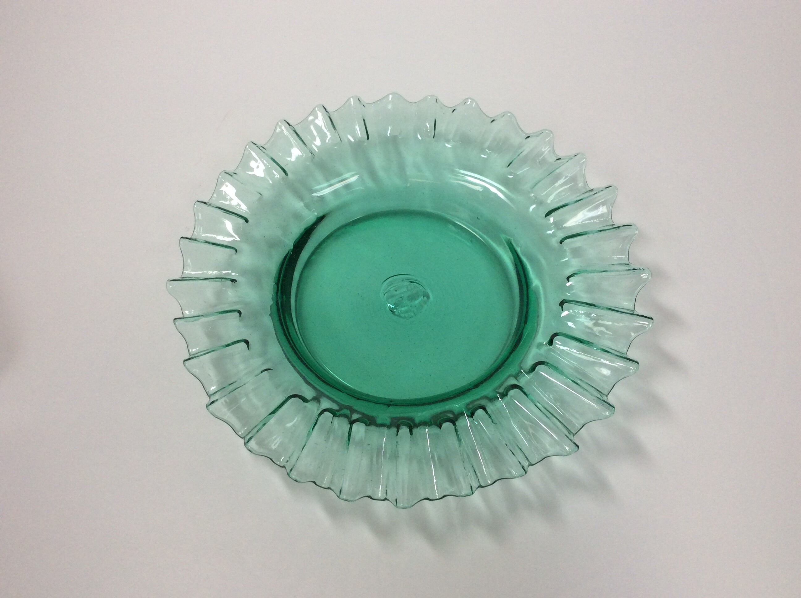 Blenko Glass vintage #420 ruffled bowl, plate or dish, hand blown. Pre ...