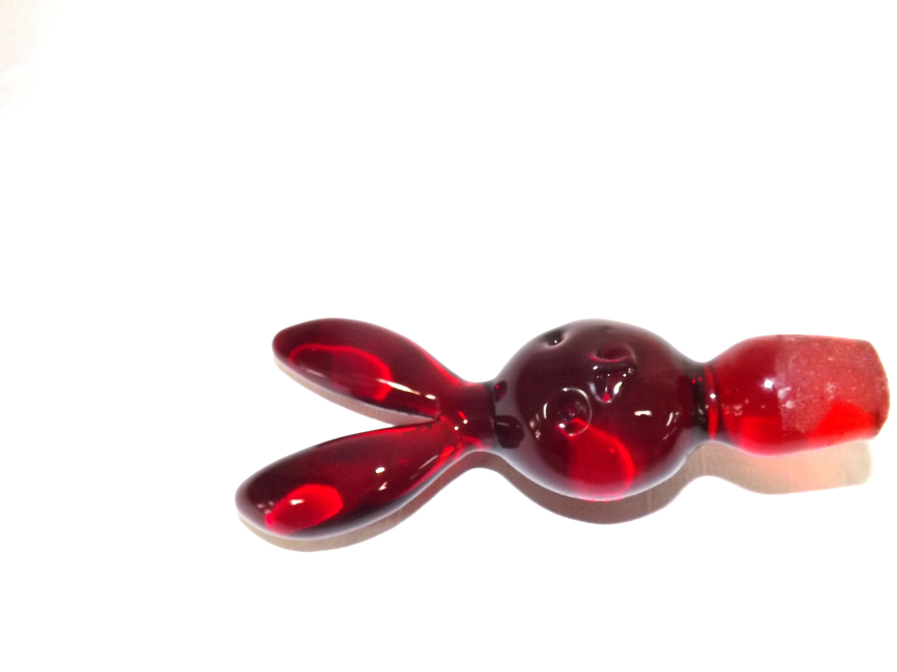 Blenko Glass Dark Tangerine Bunny Rabbit Stopper for a #7050 Decanter ...