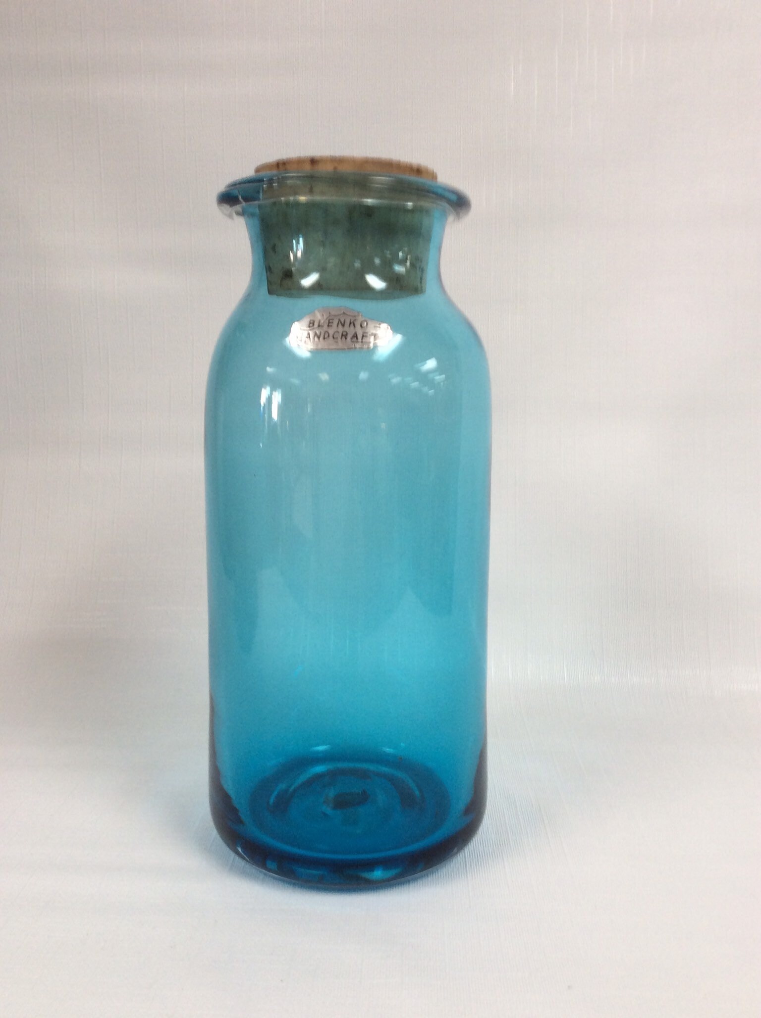 Blenko Glass 7425S hand blown jar or bottle with cork stopper ...