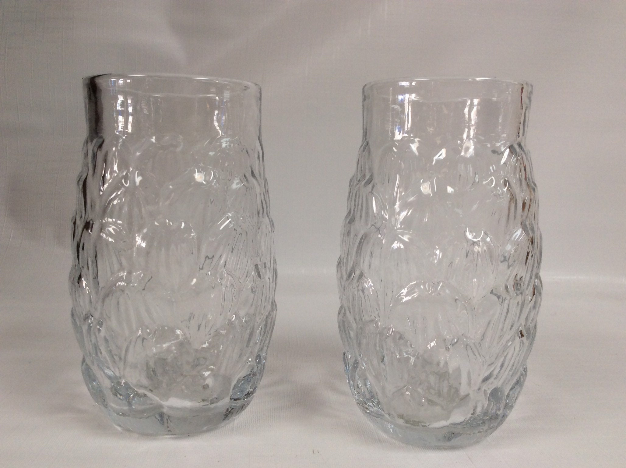Blenko Glass 2 hand blown crystal pineapple tumblers