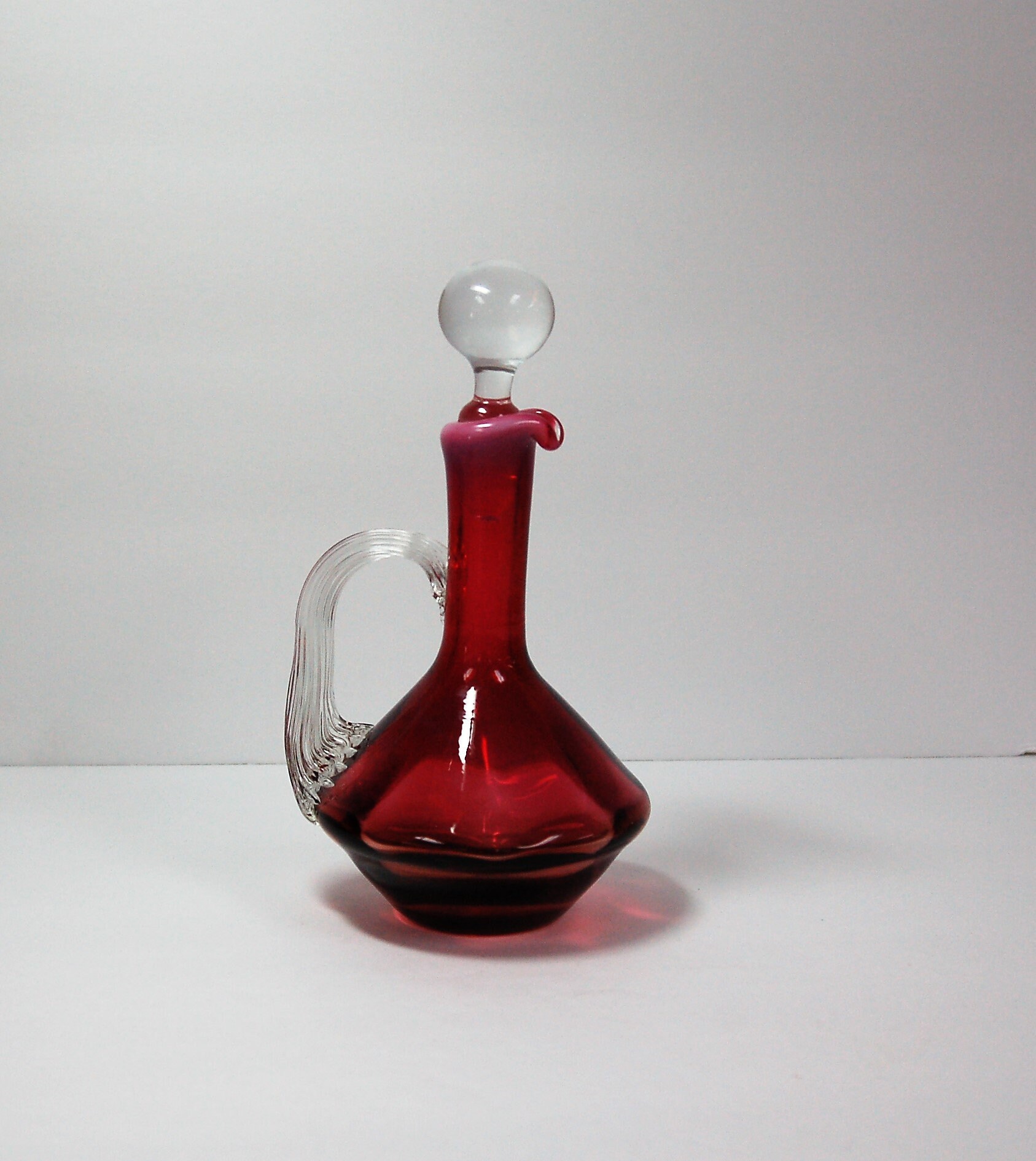 Gibson Glass hand blown raspberry cruet.