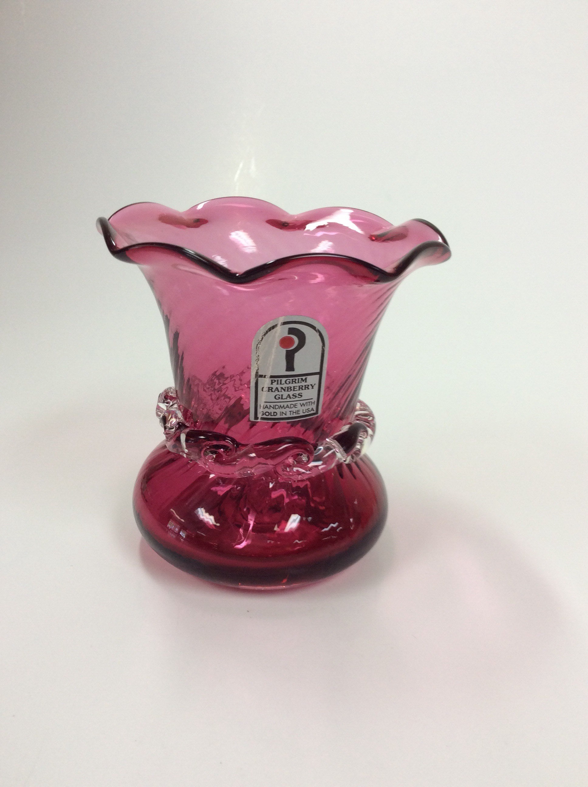 Pilgrim Glass Mini Vase In Cranberry