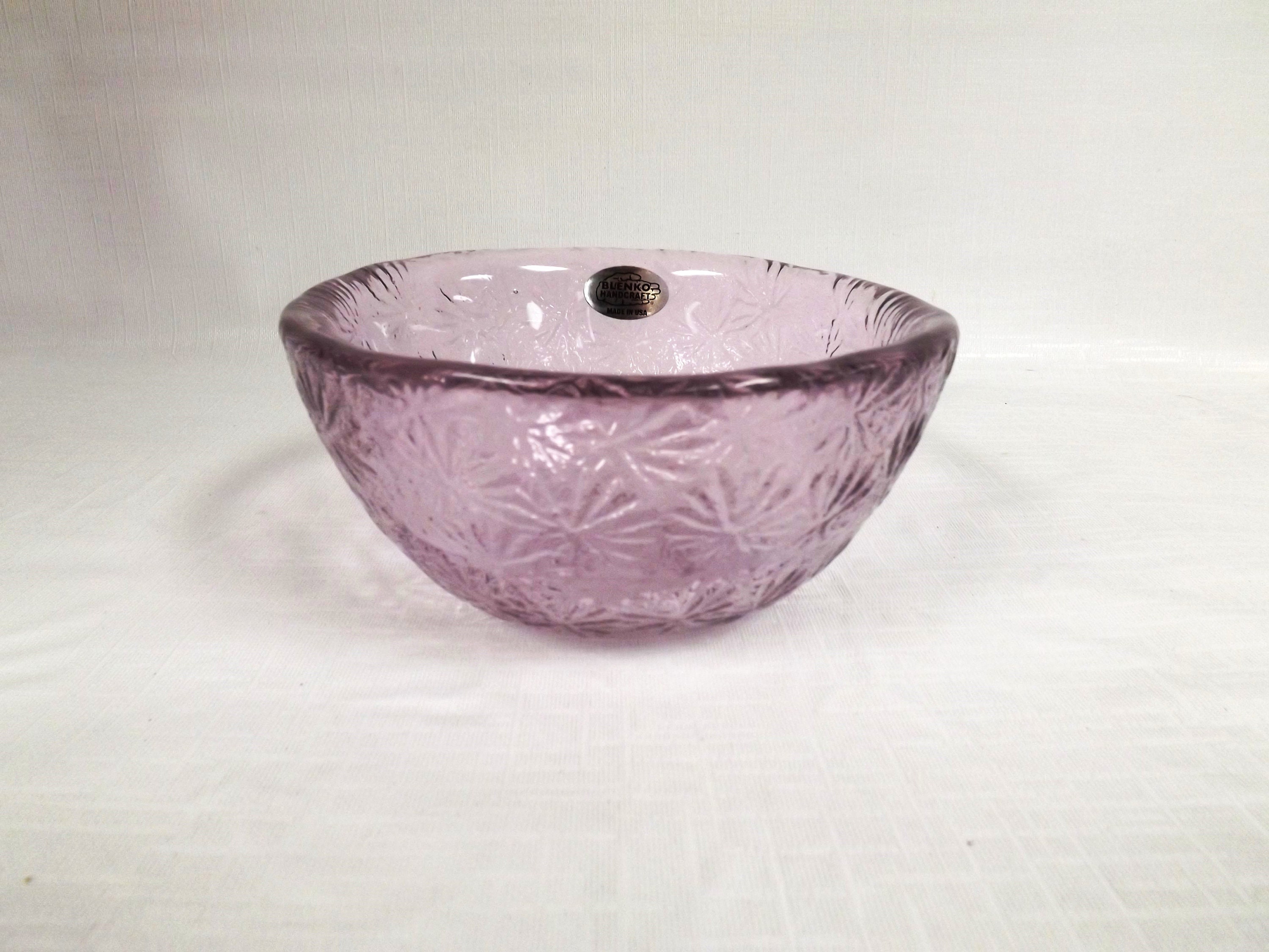 Blenko Glass Pink Ice Textured Bowl