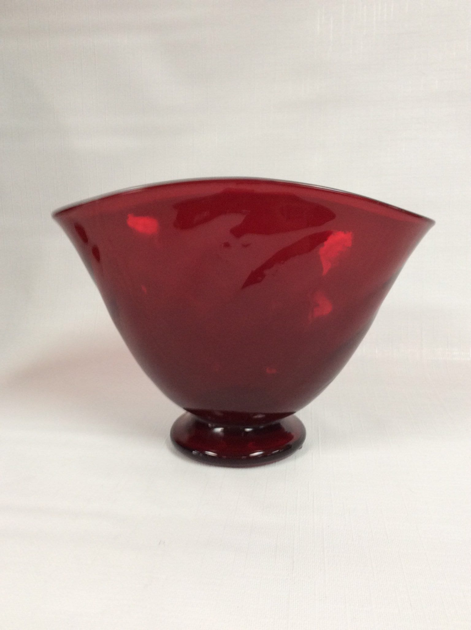 Blenko Glass 3752 vintage fan vase or oval bowl, ruby red, hand blown ...