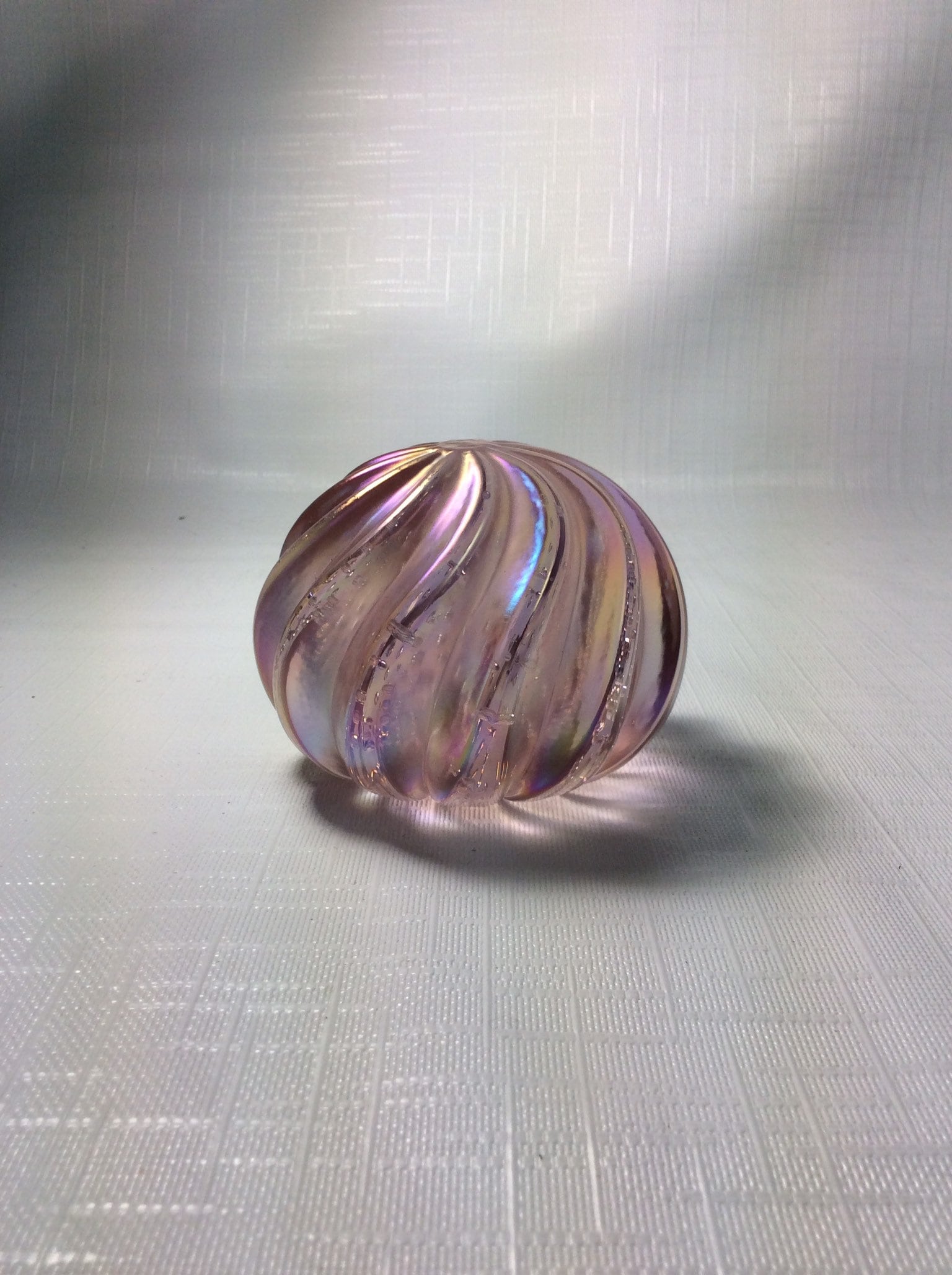 Gibson Glass hand made paperweight, light pink, controlled air bubbles ...