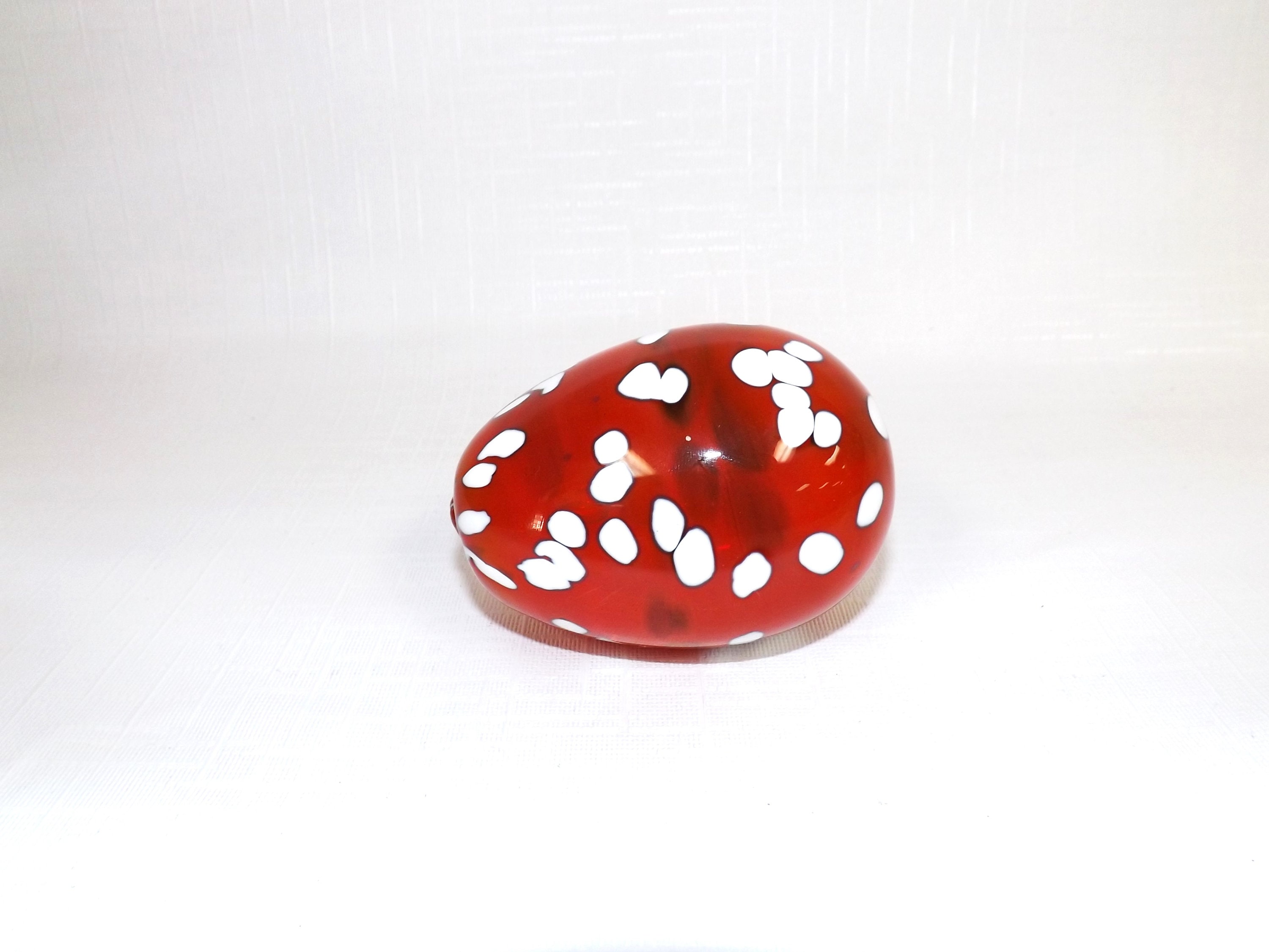Blenko Glass Paw paw Orange Solid Glass Egg Paperweight With White Frit