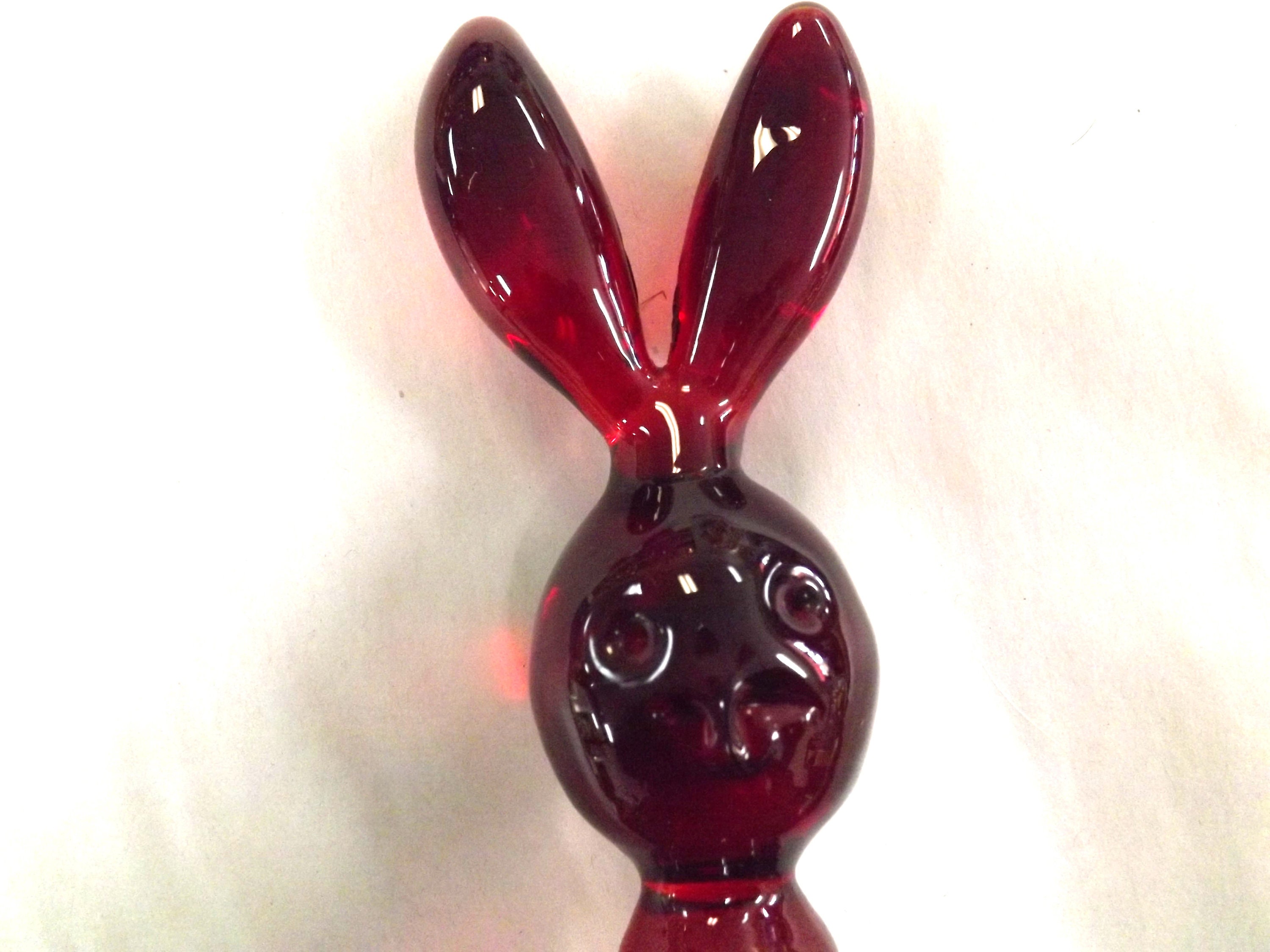 Blenko Glass Dark Tangerine Bunny Rabbit Stopper for a #7050 Decanter ...