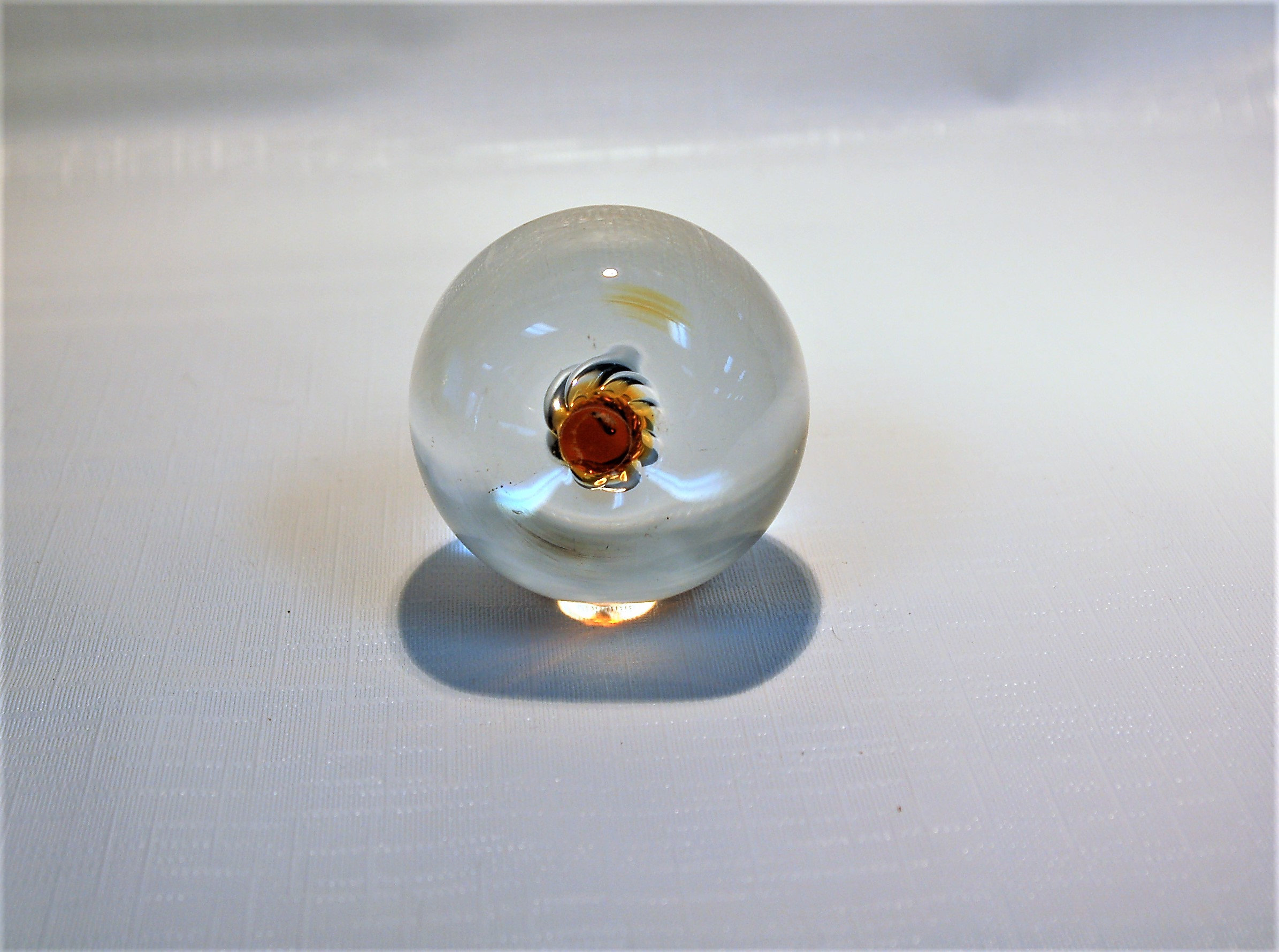 Blenko Glass Vintage Air Twist Paperweight #68B. Wheat center.. Joel Myers.