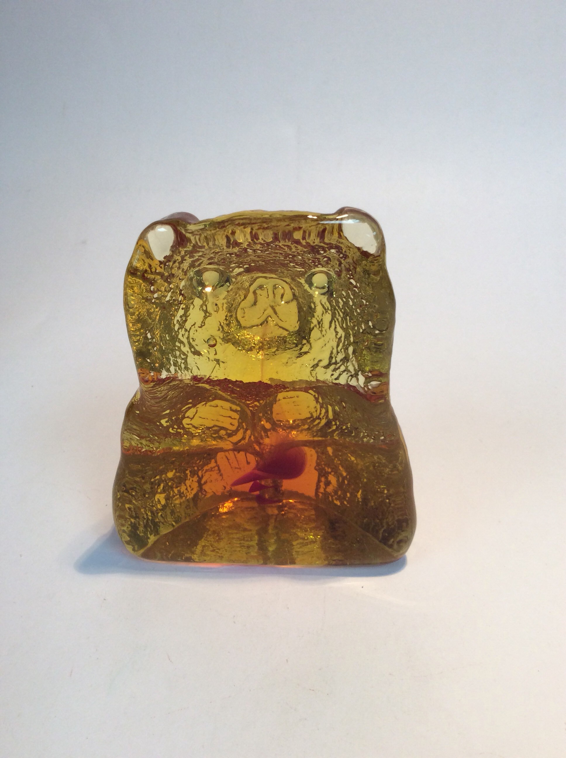 Blenko Glass amber bear paperweight