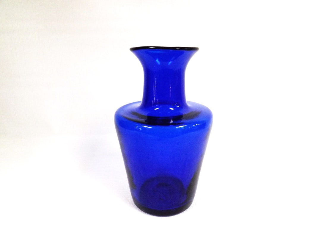 Blenko Glass Cobalt Blue 912-S Vase Hank Adams - Etsy