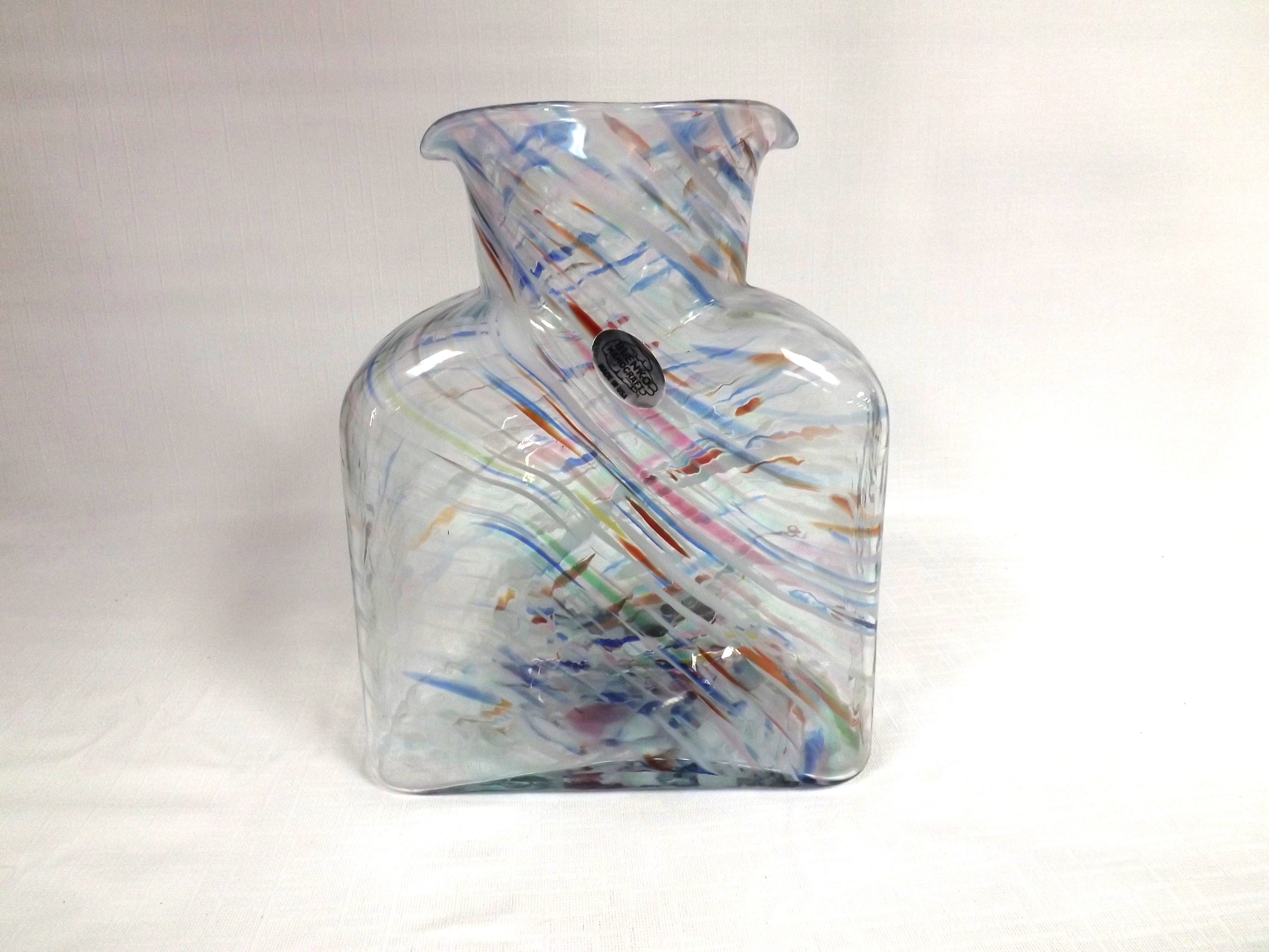 Blenko Glass Water Bottle with Multi-color Frit