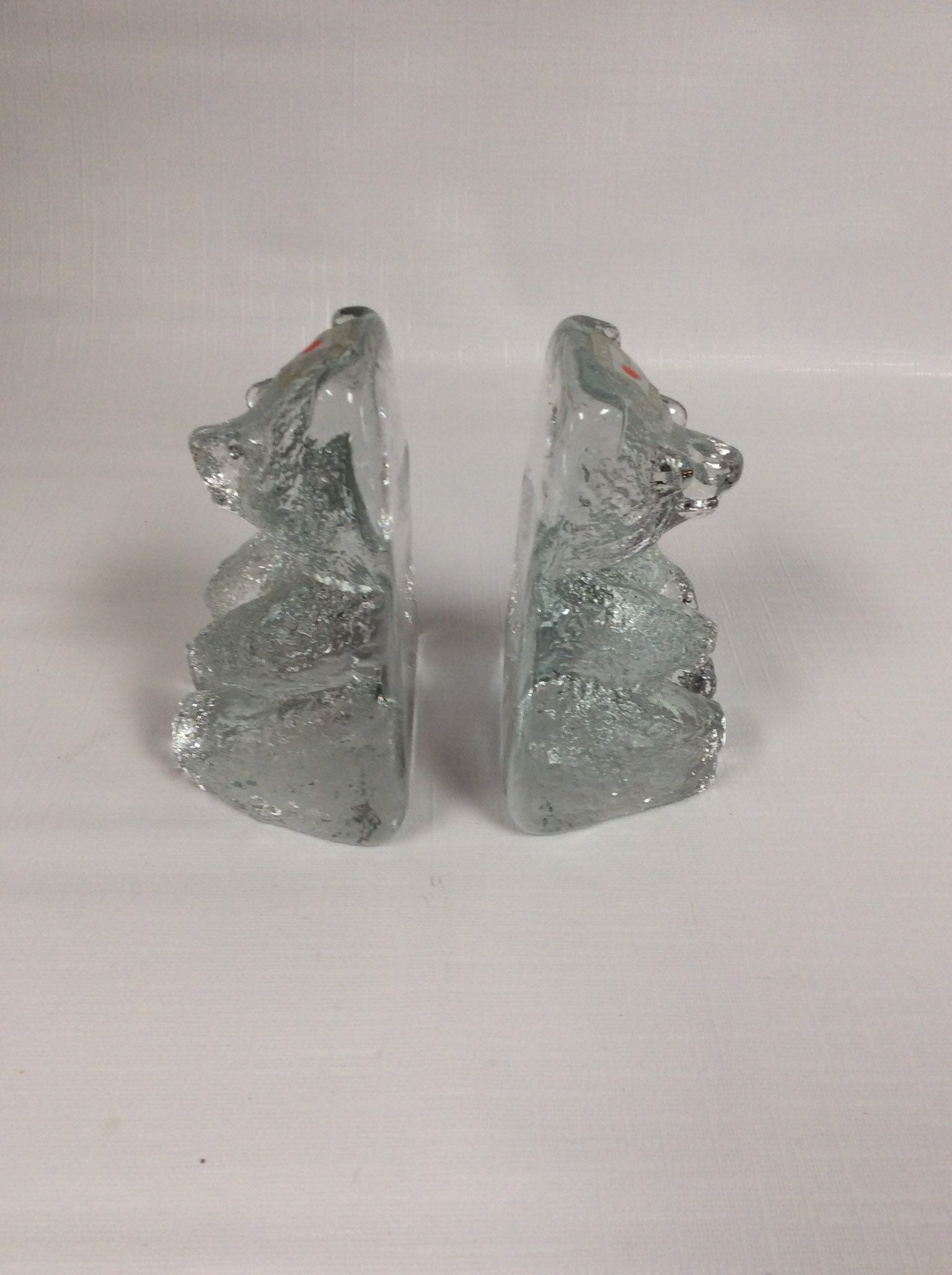 Pair Blenko Glass bear bookends 836S