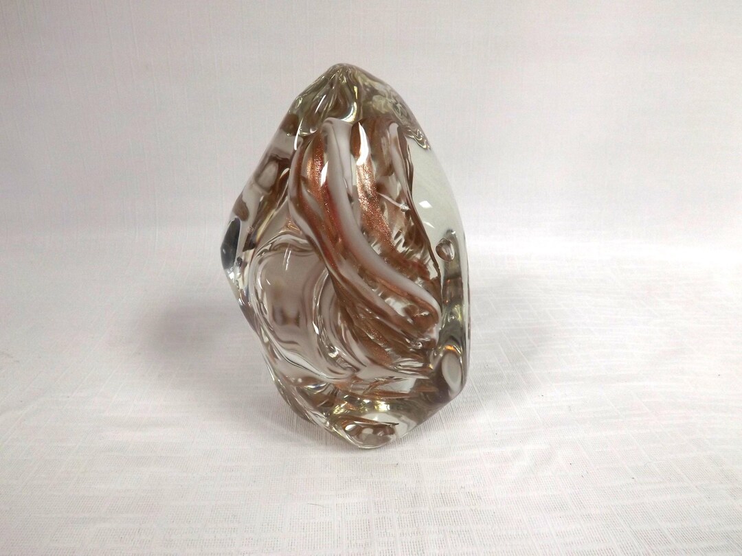 Large Robert Hamon Paperweight Signed Robert Hamon Crystal With White ...