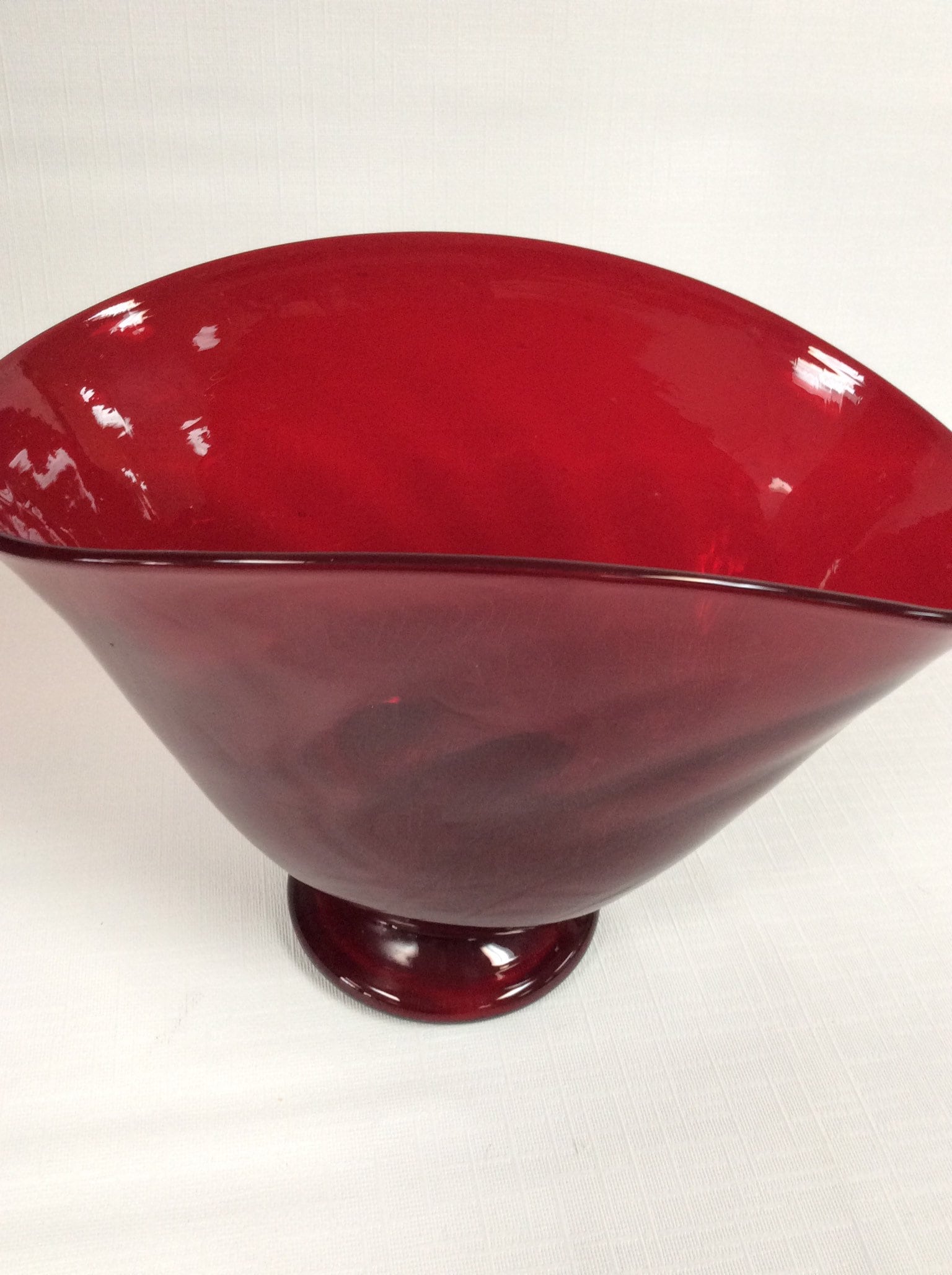 Blenko Glass 3752 vintage fan vase or oval bowl, ruby red, hand blown ...