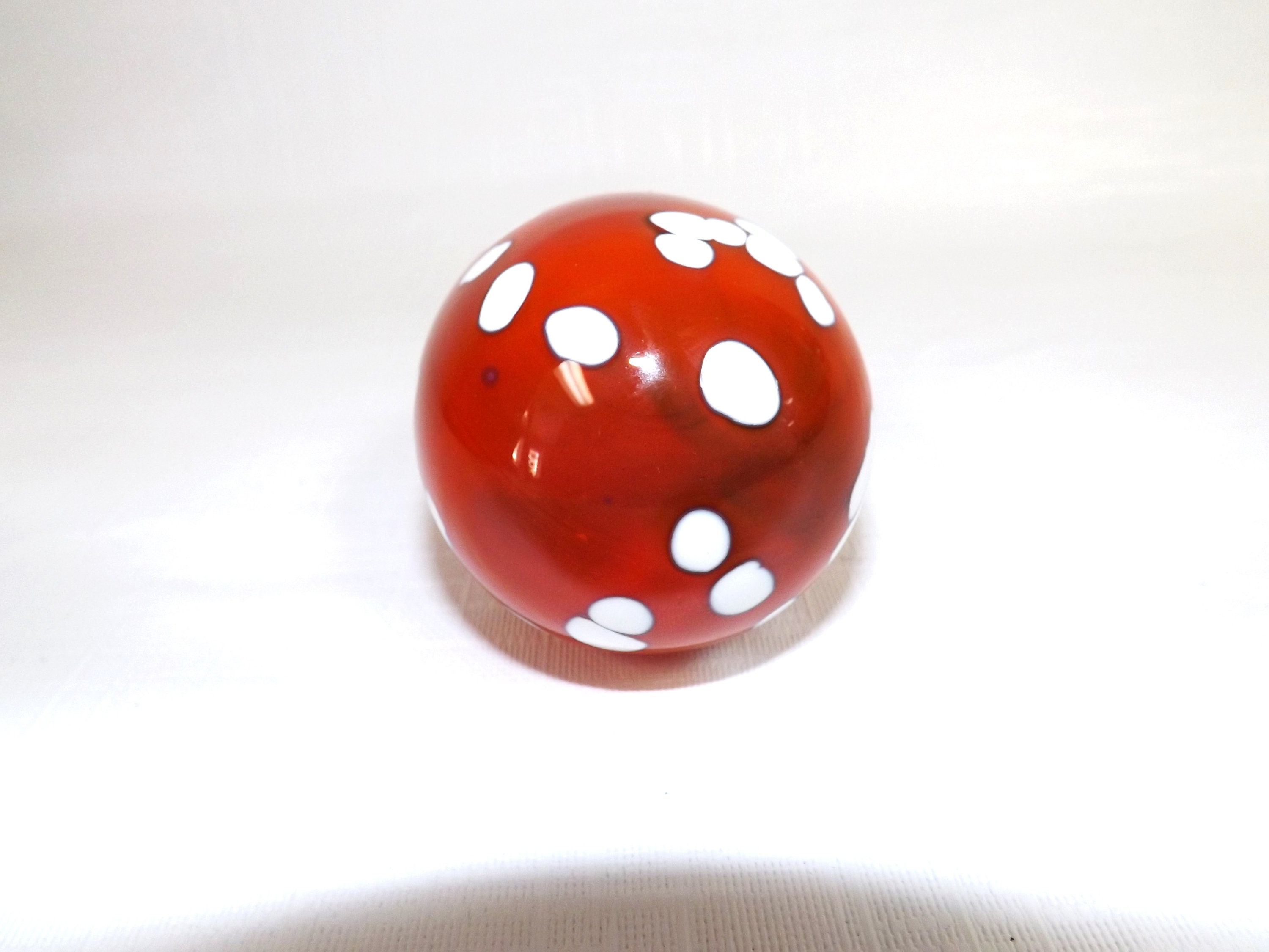 Blenko Glass Paw paw Orange Solid Glass Egg Paperweight With White Frit