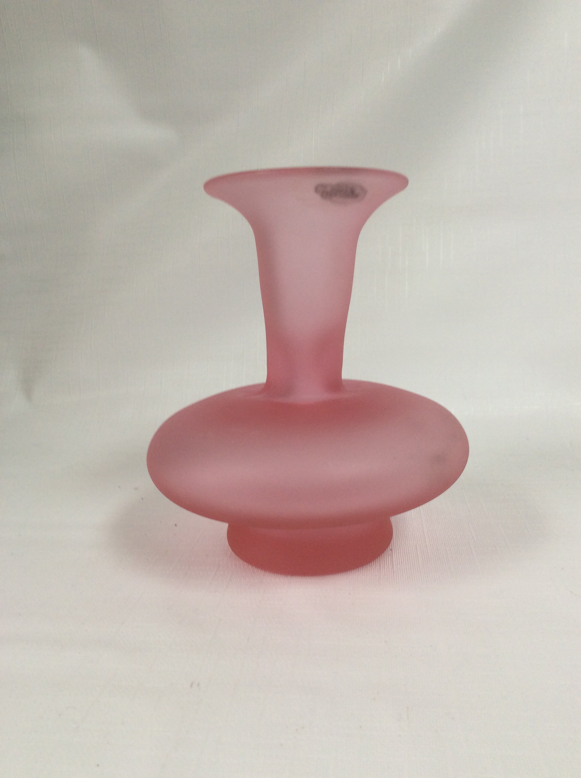 Blenko Glass 705 vase in frosted pink ice.