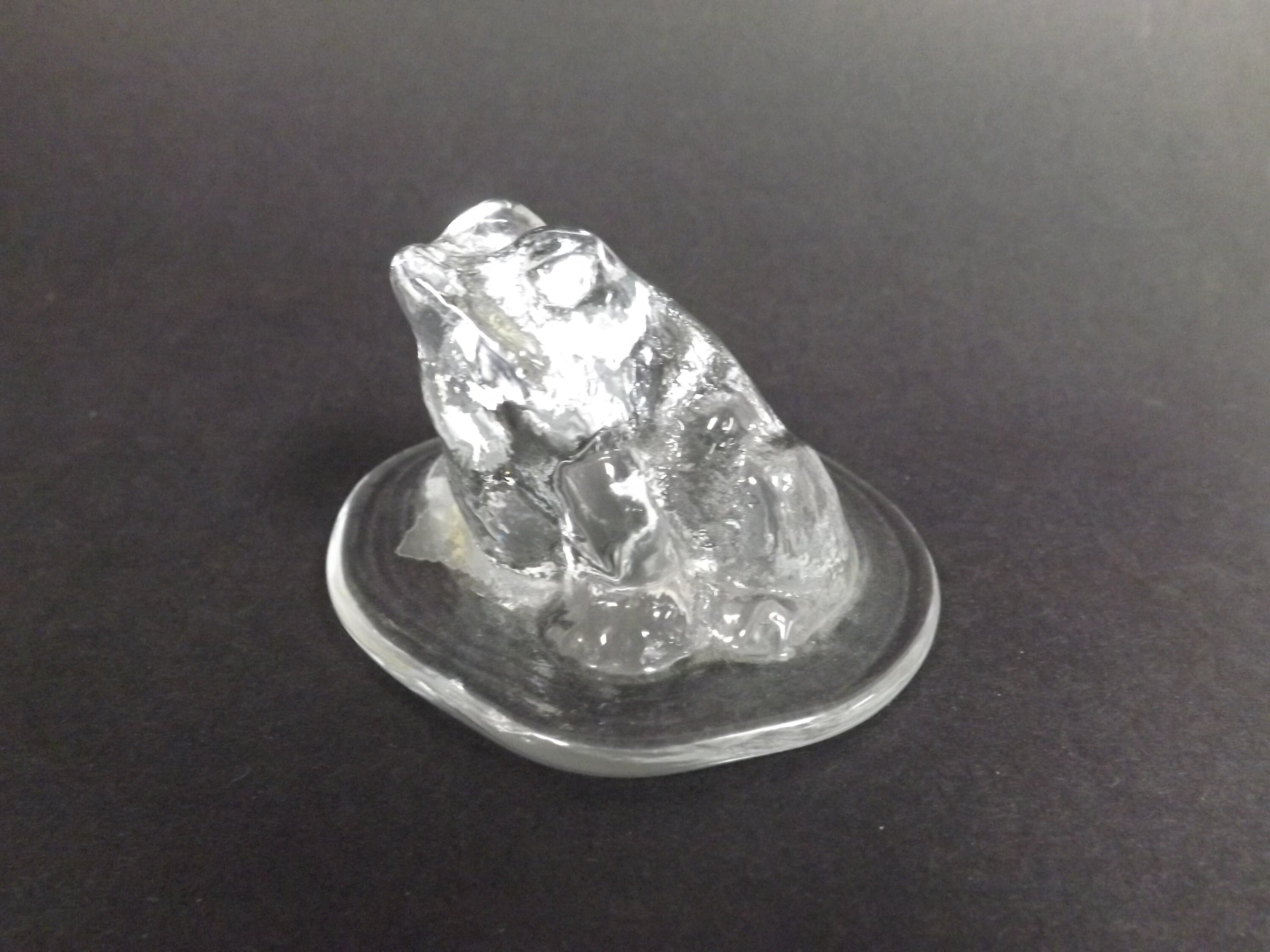 Viking Glass Crystal Frog Paperweight with Stickers