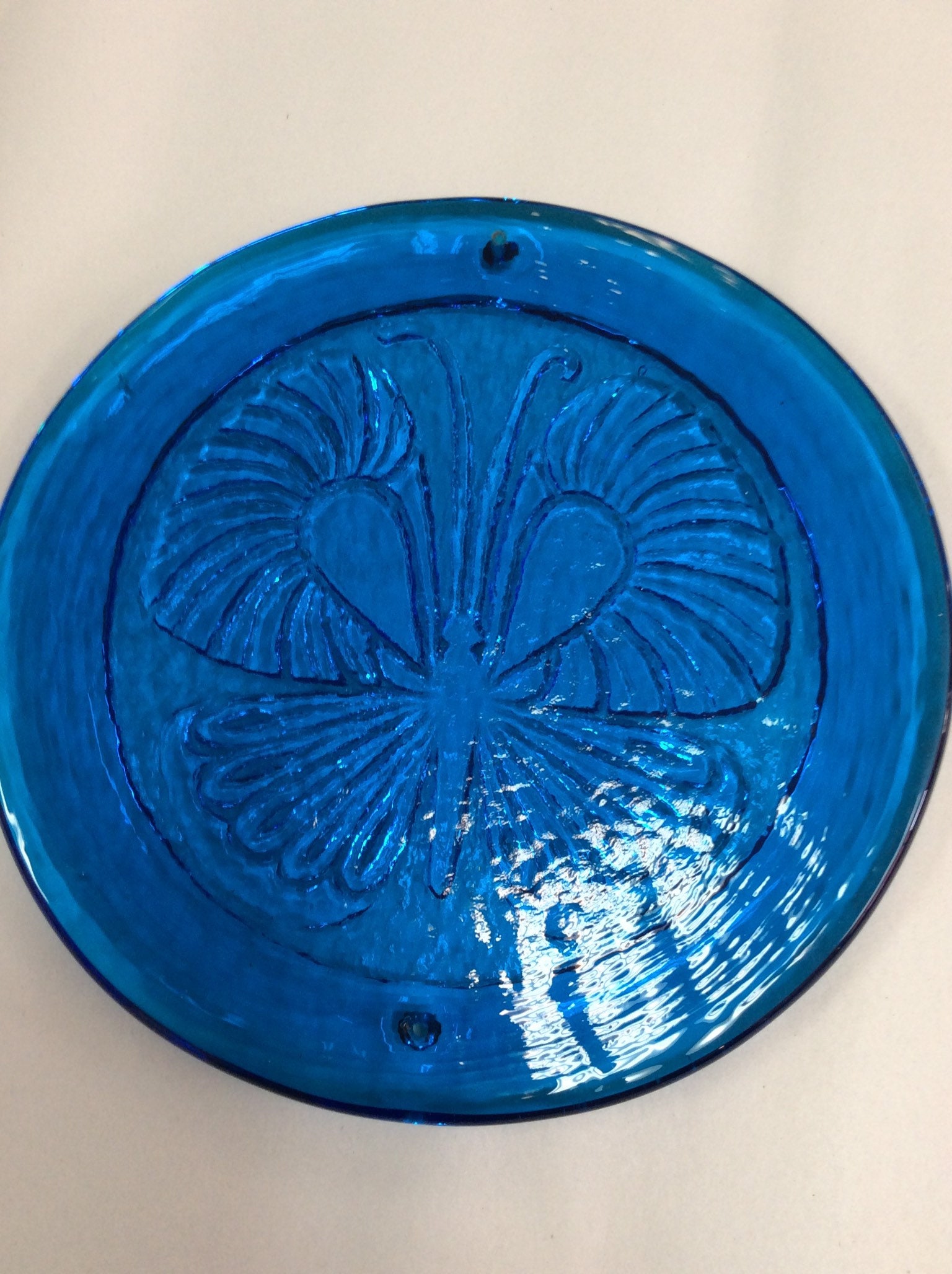 Blenko Glass butterfly hanging 8-3/4 sun catcher 65C in turquoise ...