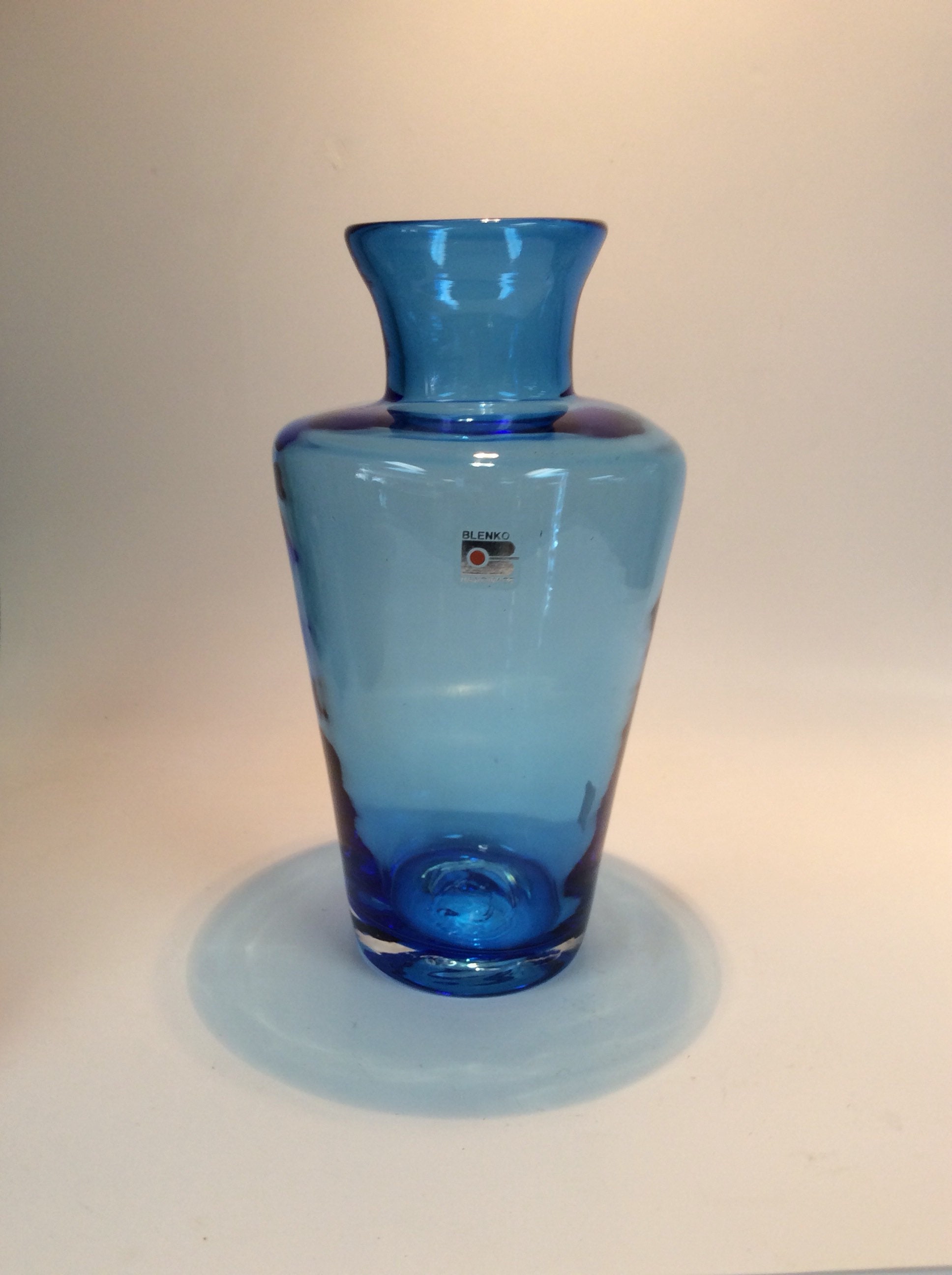 Blenko Glass 912L vase in azure blue
