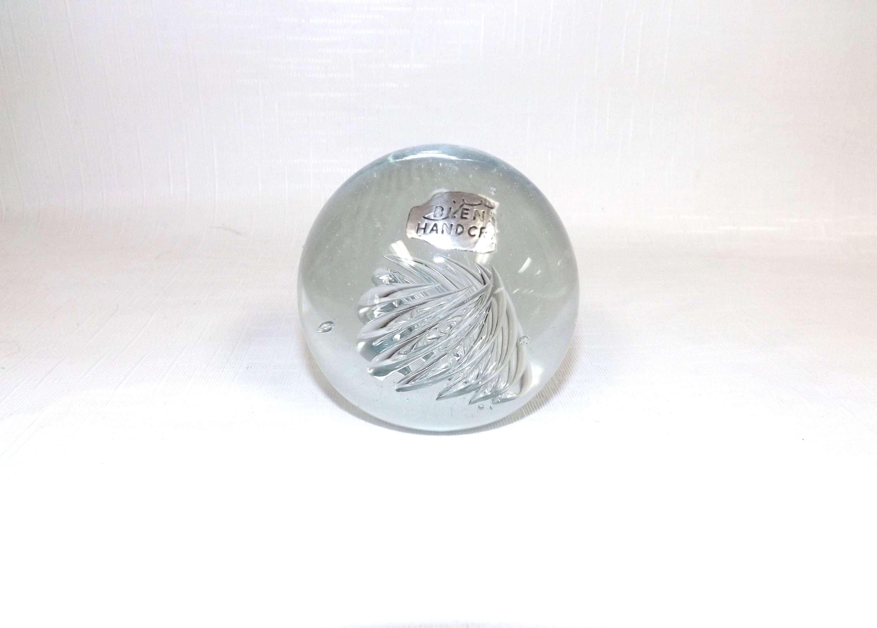 Blenko Glass #68-B Crystal Air Twist Paperweight Joel Myers