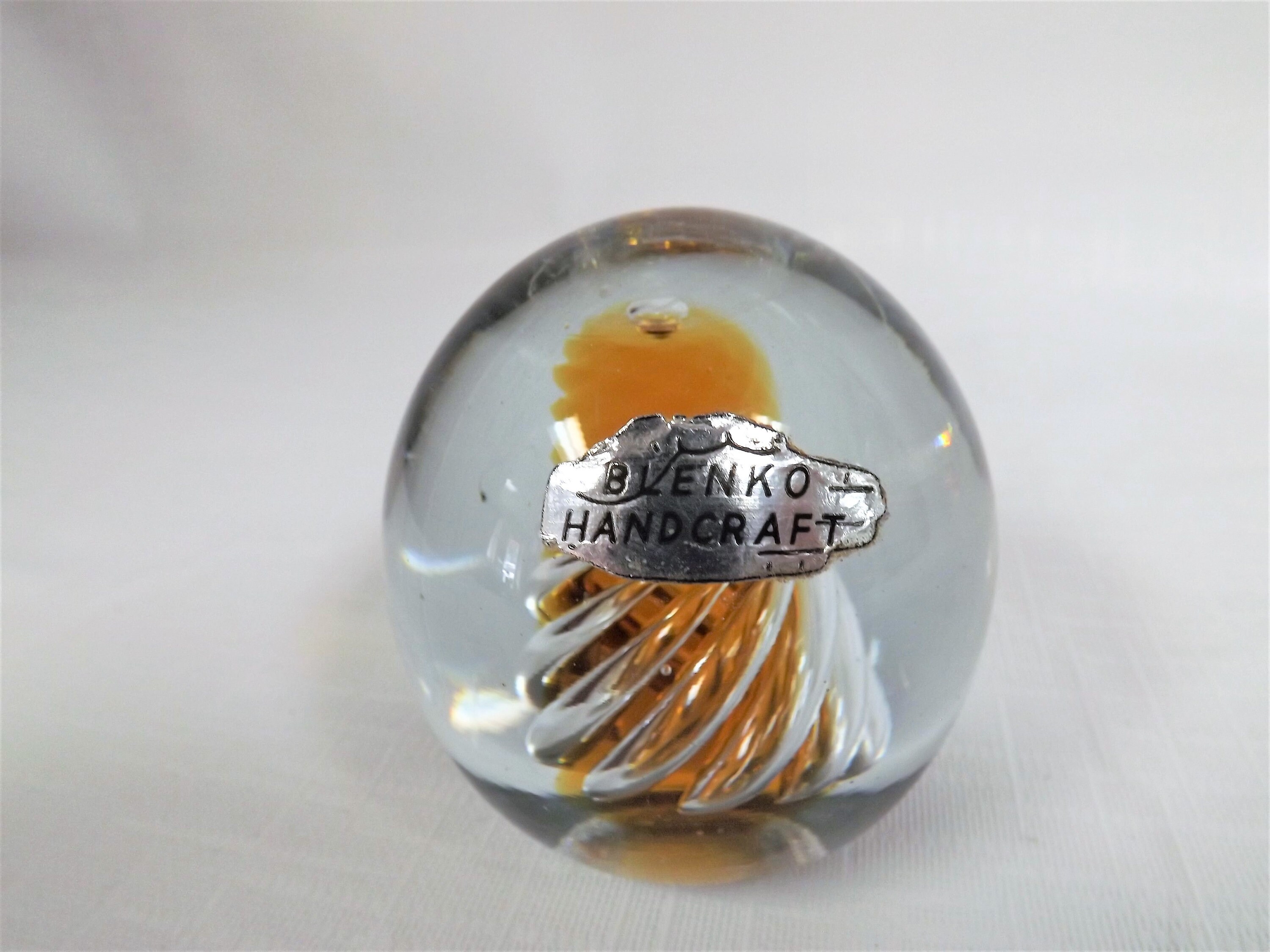 Blenko Glass Wheat #68-B Airtwist Paperweight Designed by Joel Myers