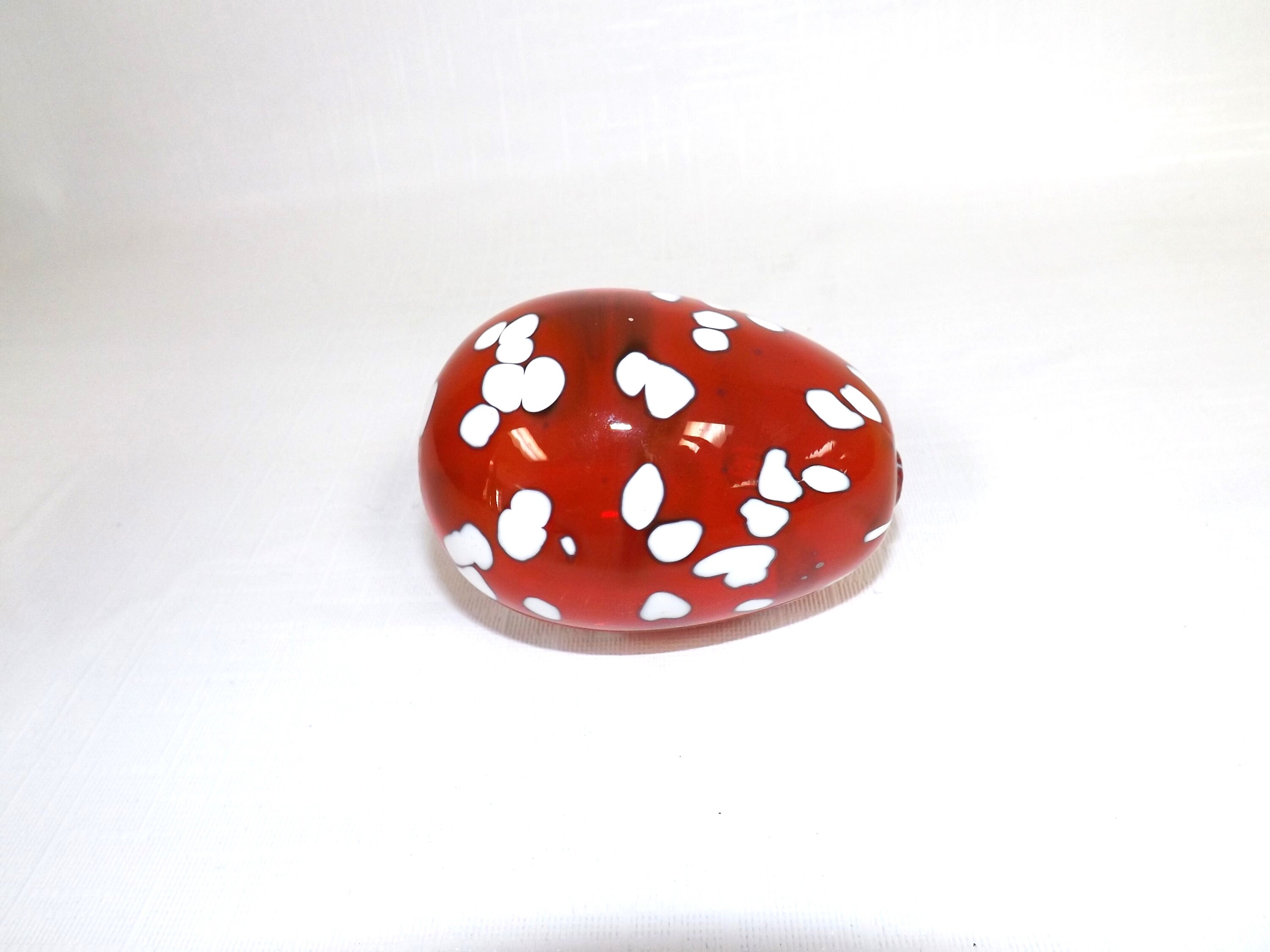 Blenko Glass Paw paw Orange Solid Glass Egg Paperweight With White Frit