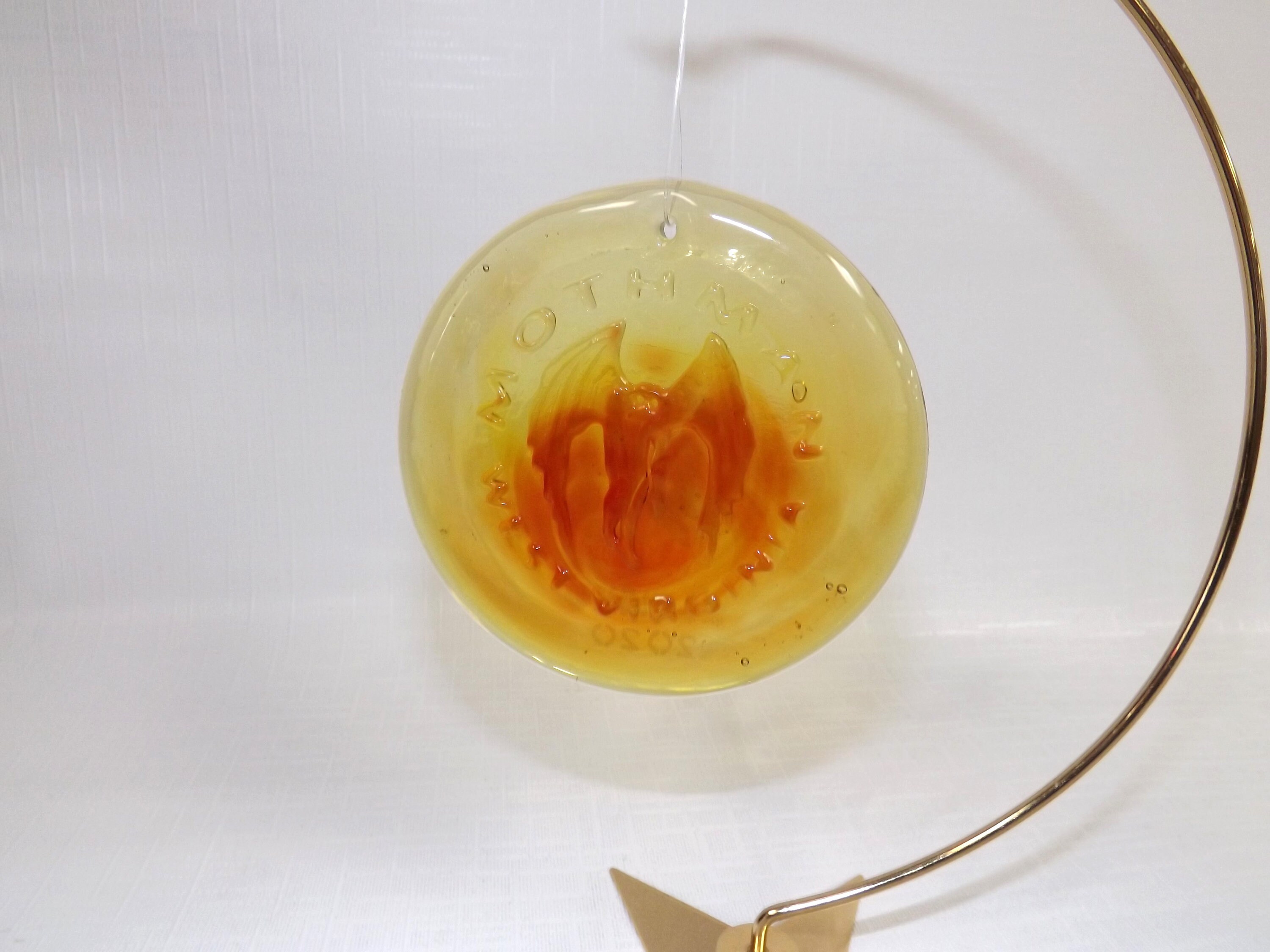 Blenko Glass Tangerine Mothman Suncatcher