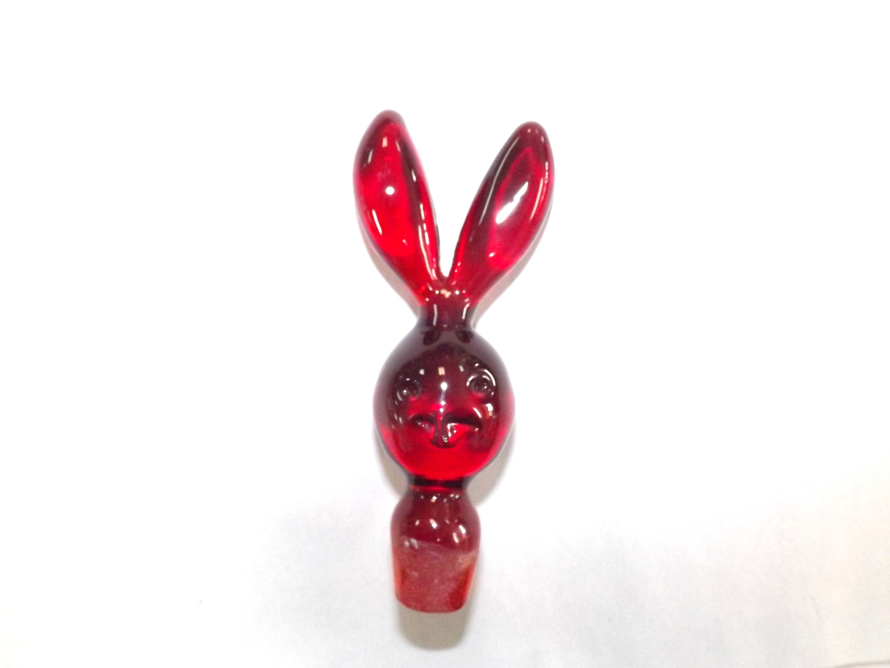 Blenko Glass Dark Tangerine Bunny Rabbit Stopper for a #7050 Decanter ...