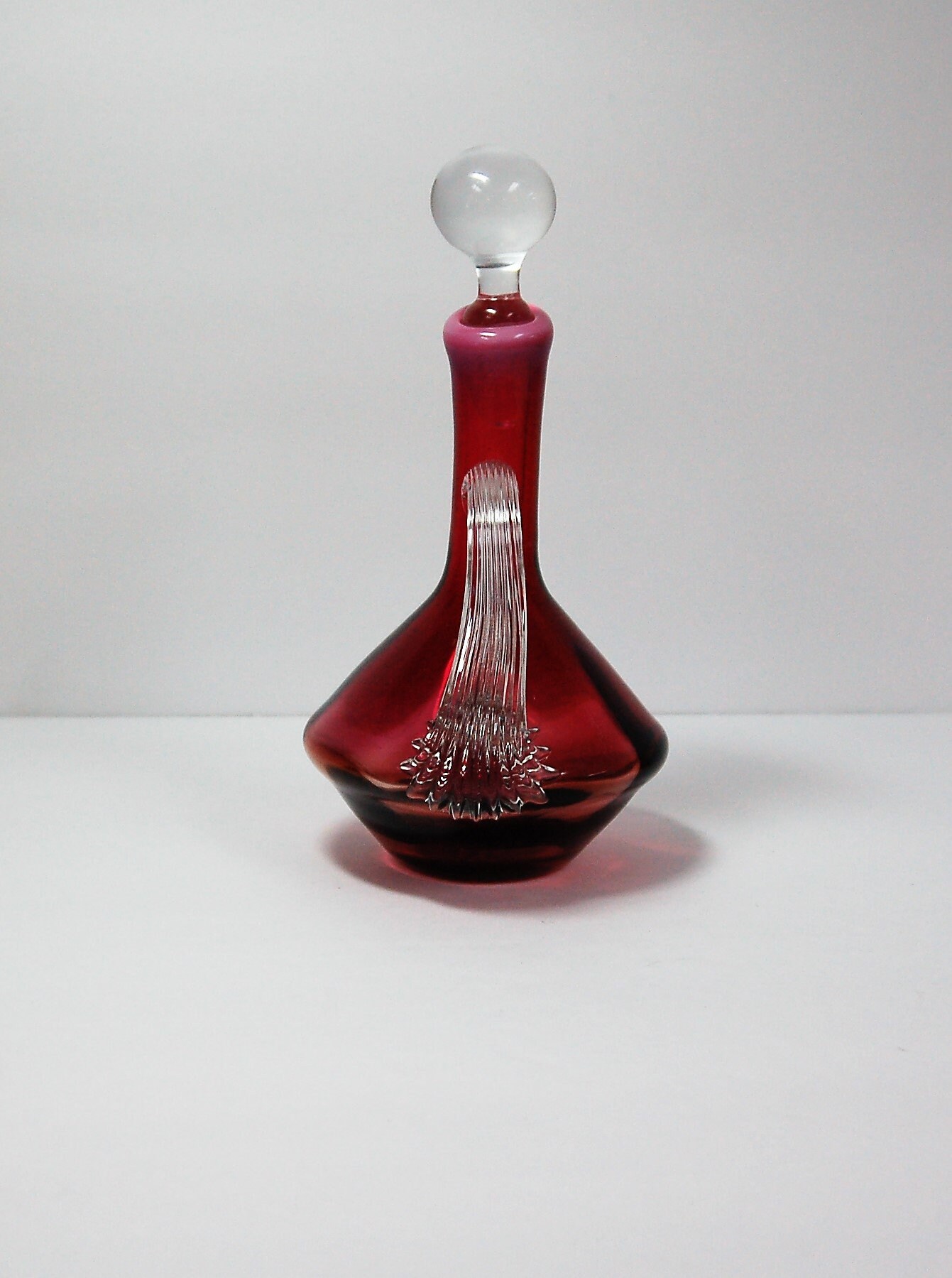 Gibson Glass hand blown raspberry cruet.