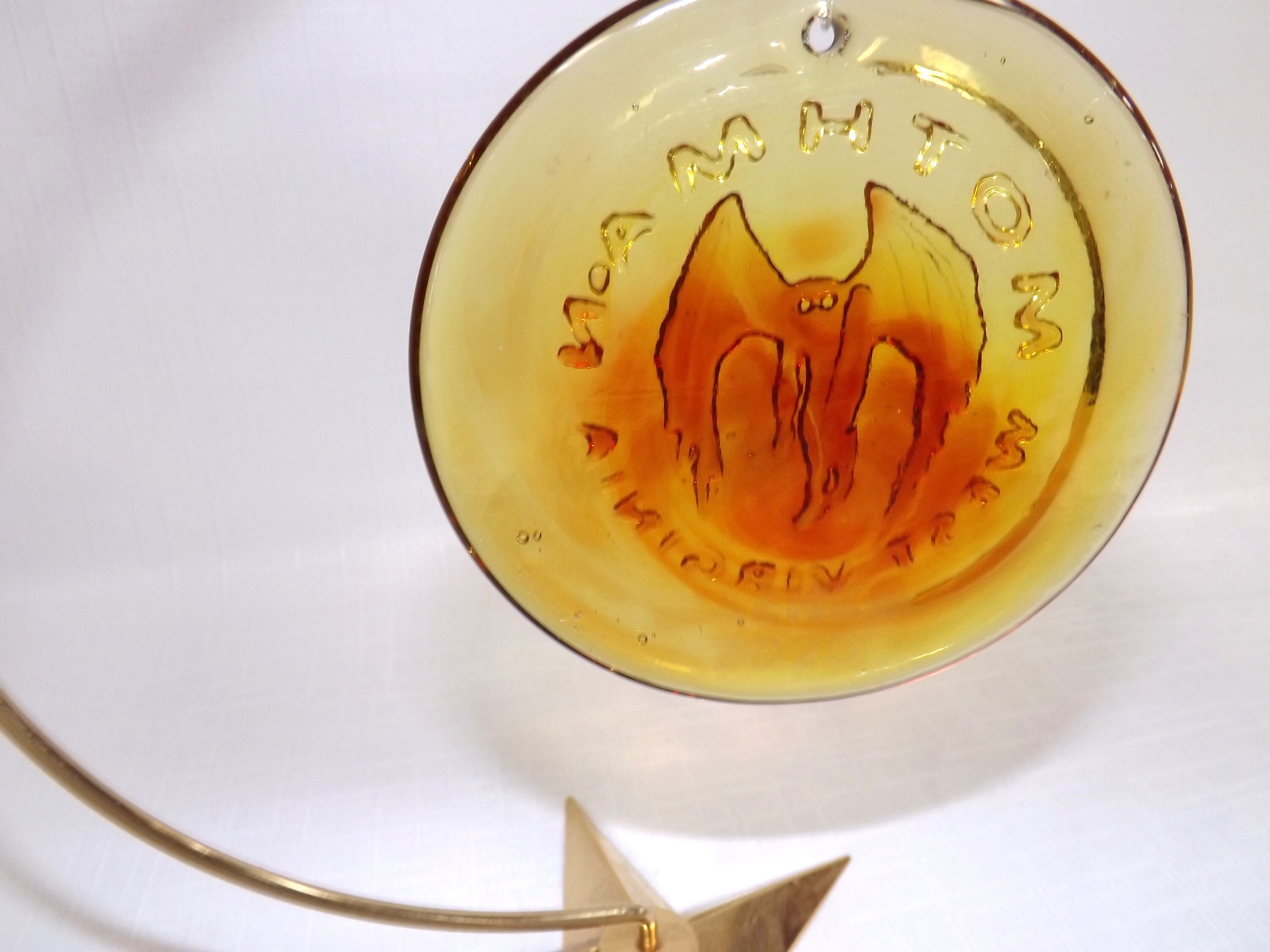 Blenko Glass Tangerine Mothman Suncatcher