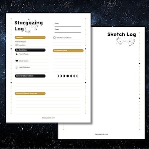 Stargazing Log - 2-page Printable | Celestial Observation Tracker ...