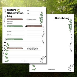 Nature Observation Log - 2-page Printable | Outdoor Exploration Journal ...