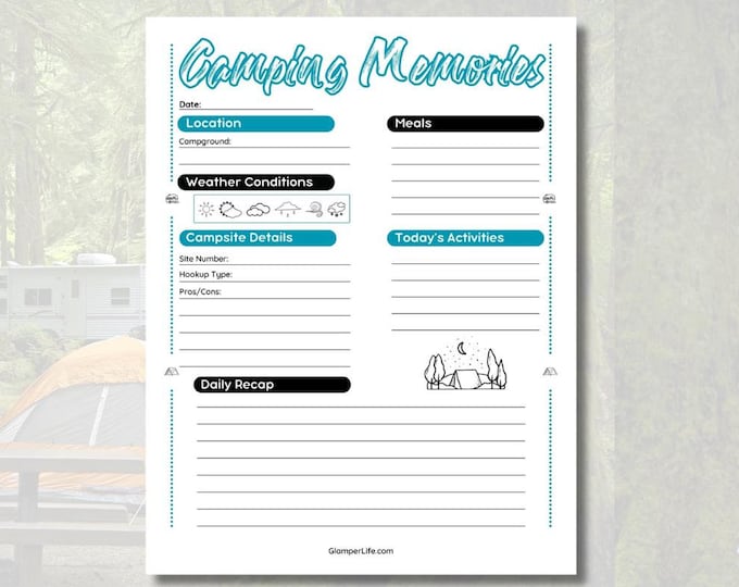 Campground Log, Printable Campsite Log, RV Planner, Camping Planner ...